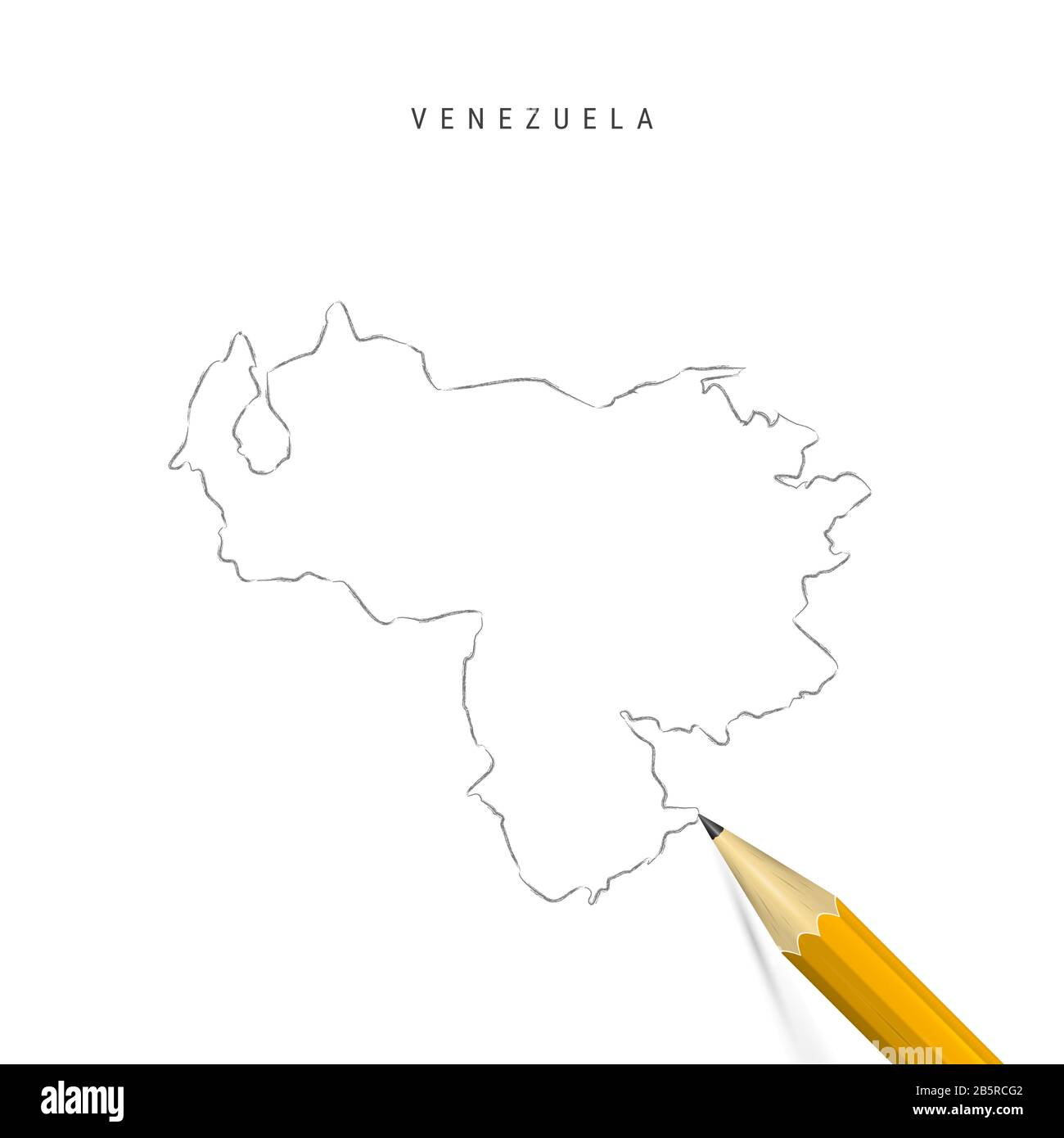 Venezuela freehand pencil sketch outline map isolated on white ...