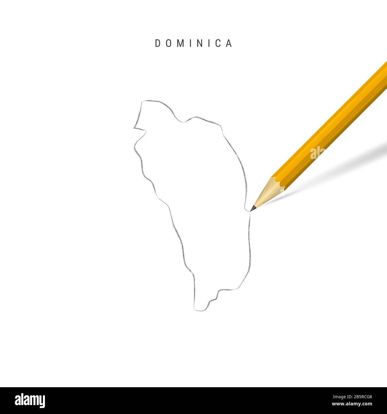 Dominica freehand pencil sketch outline map isolated on white ...