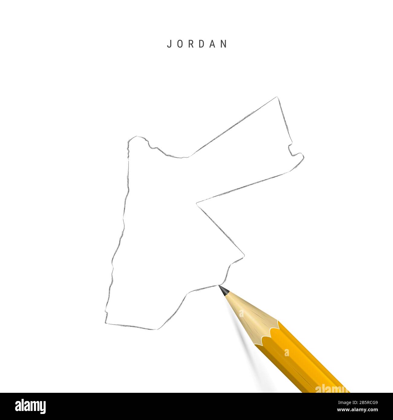 Jordan freehand pencil sketch outline map isolated on white background ...