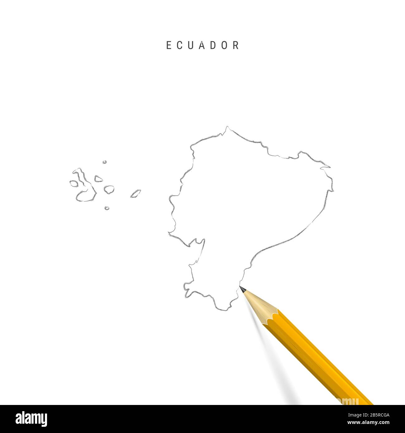 Ecuador freehand pencil sketch outline map isolated on white background ...