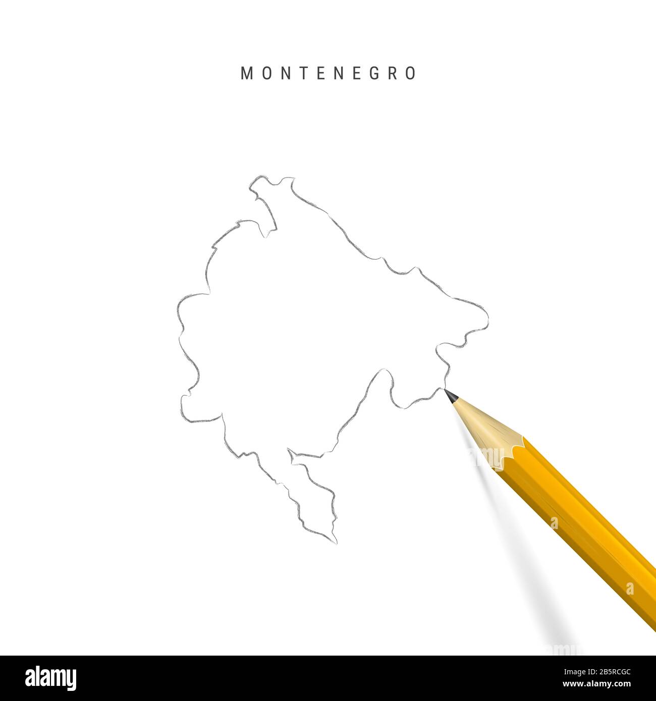 Montenegro freehand pencil sketch outline map isolated on white ...
