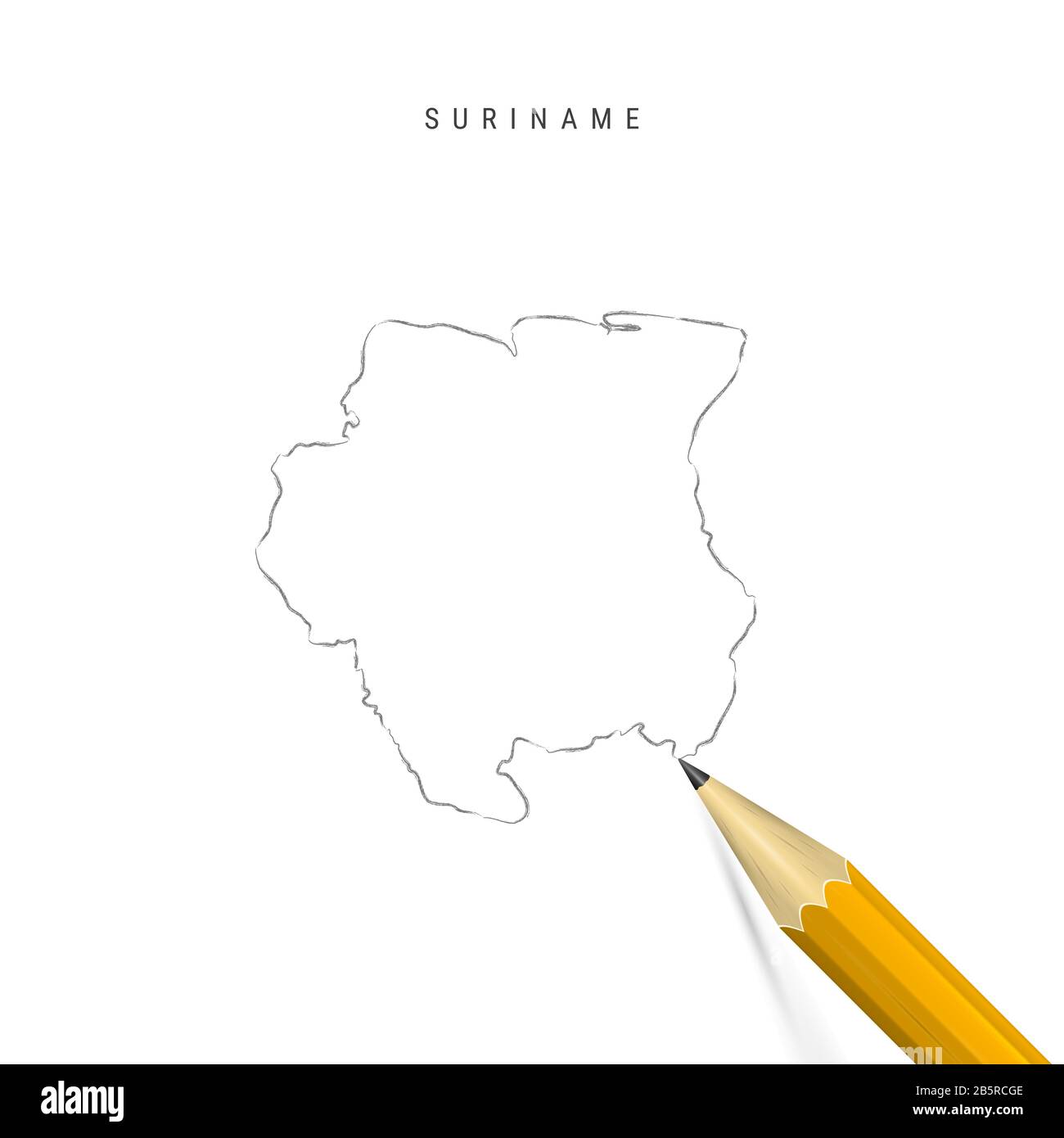 Suriname freehand pencil sketch outline map isolated on white ...