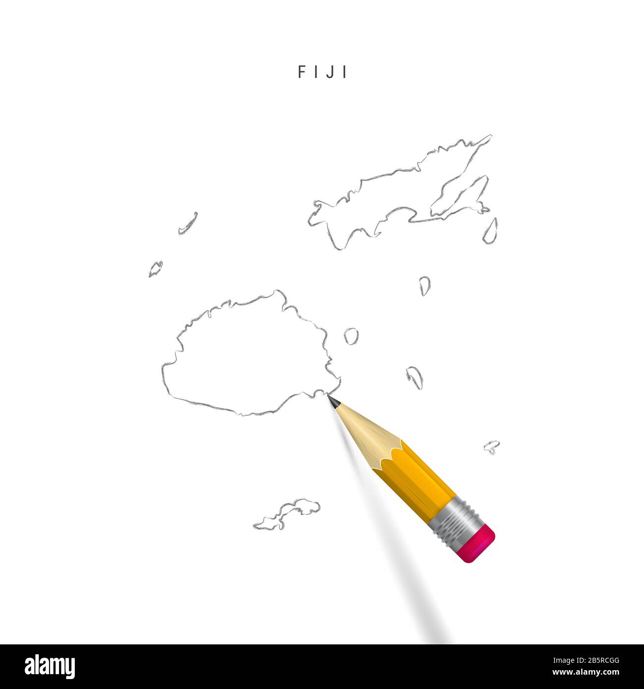 Fiji freehand pencil sketch outline map isolated on white background ...