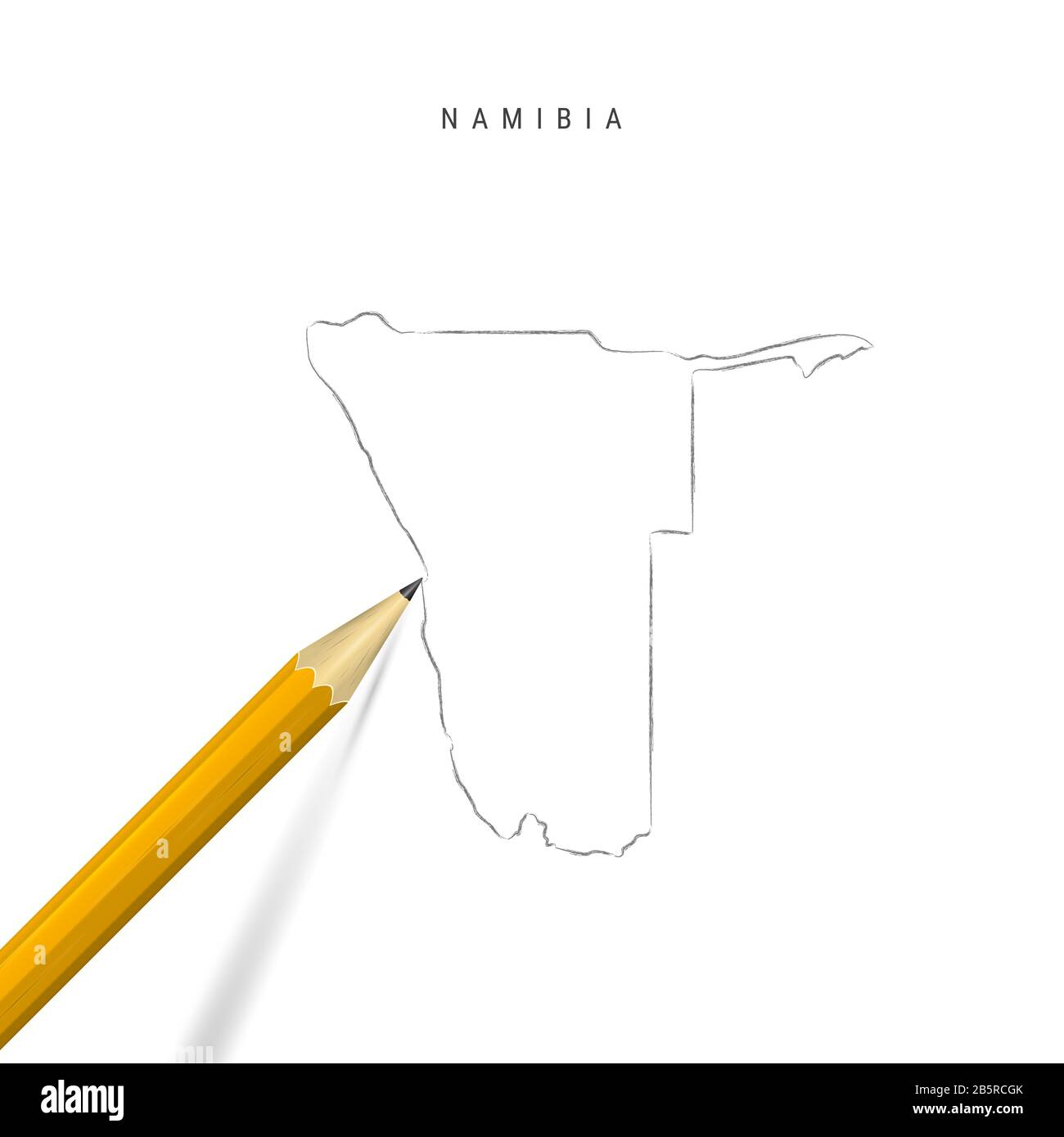 Namibia freehand pencil sketch outline map isolated on white background ...