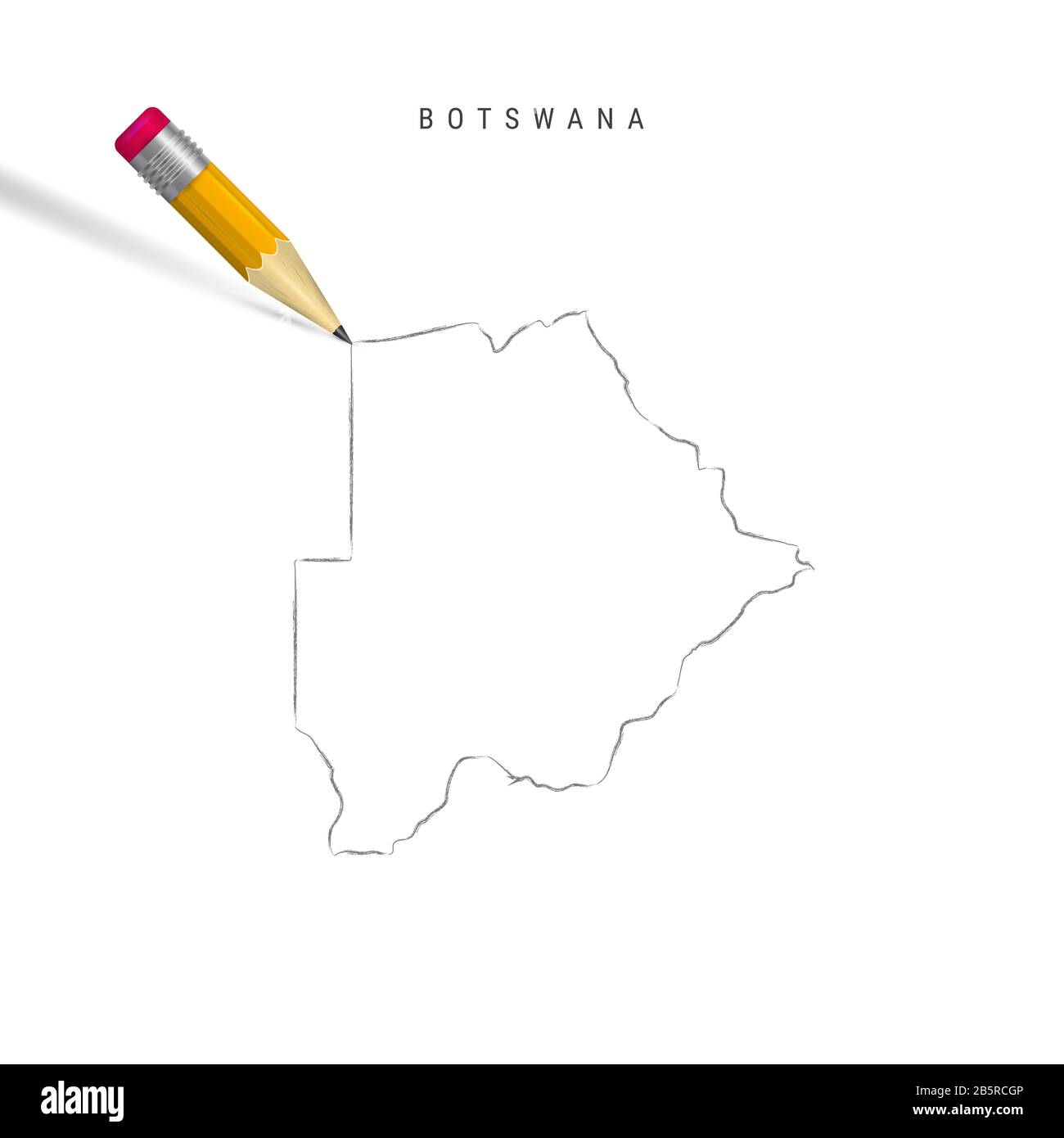 Botswana freehand pencil sketch outline map isolated on white ...