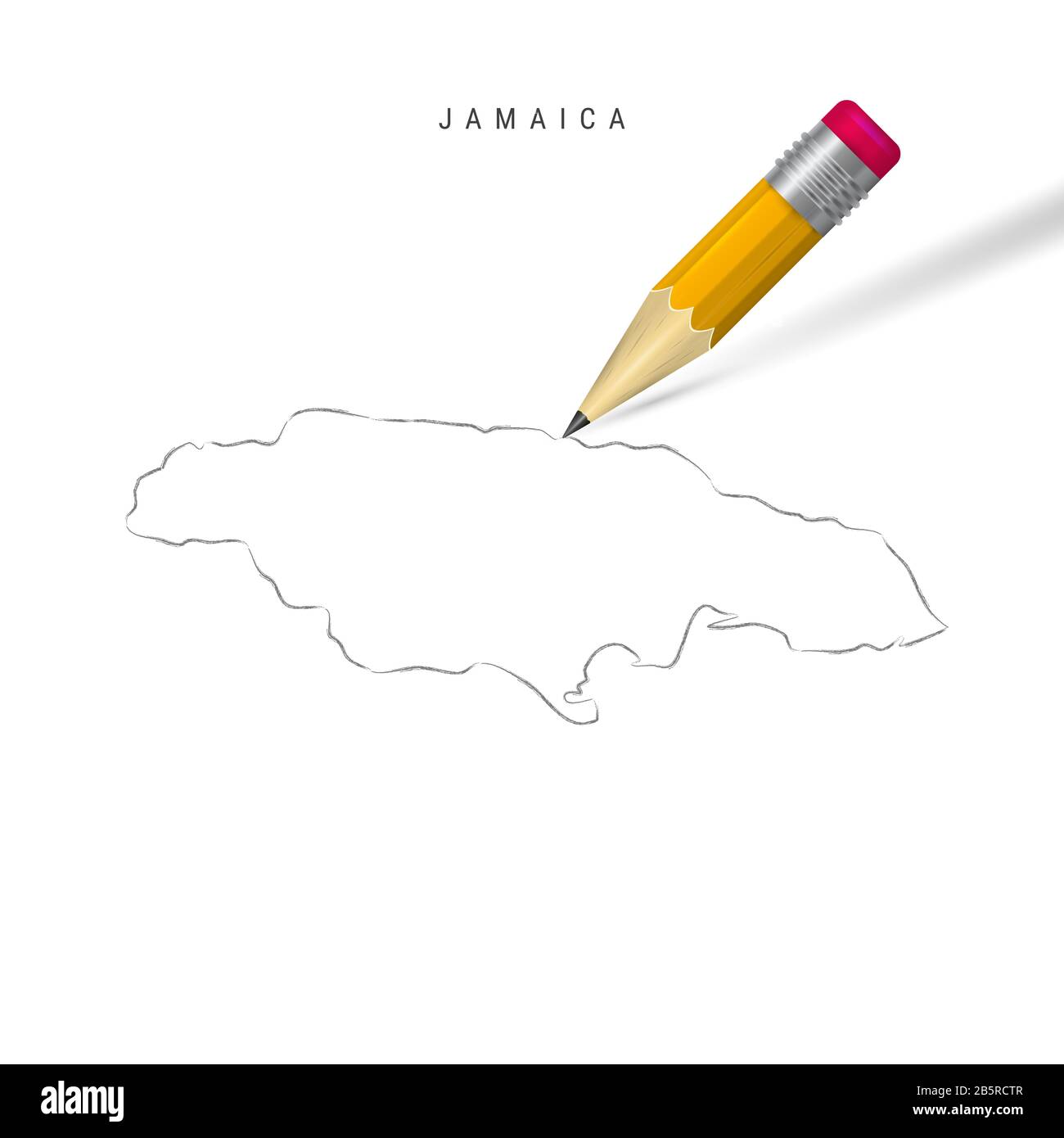 Jamaica freehand pencil sketch outline map isolated on white background ...
