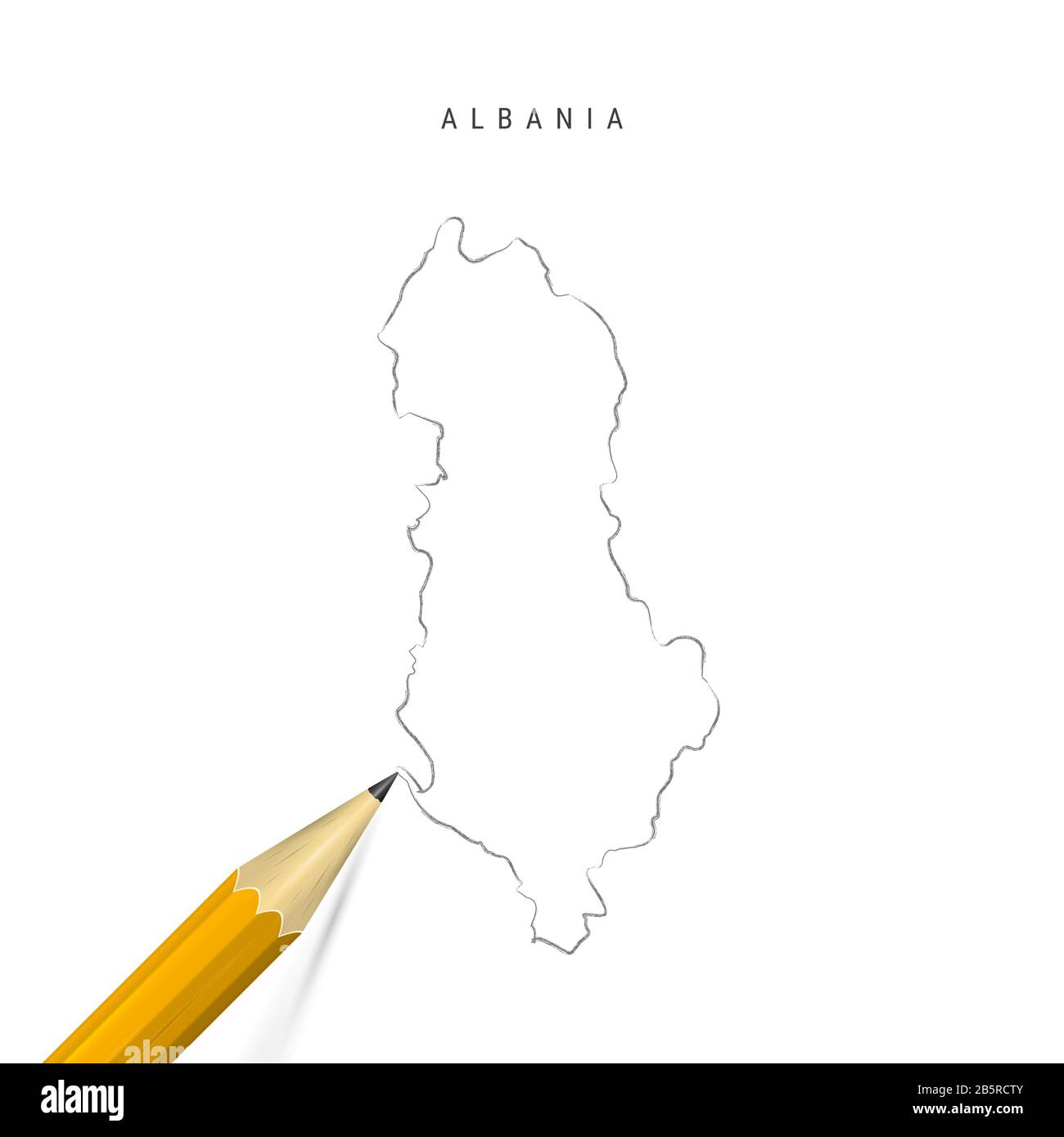 Albania freehand pencil sketch outline map isolated on white background ...