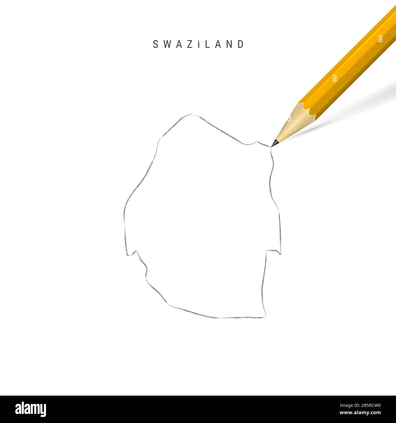Swaziland freehand pencil sketch outline map isolated on white ...
