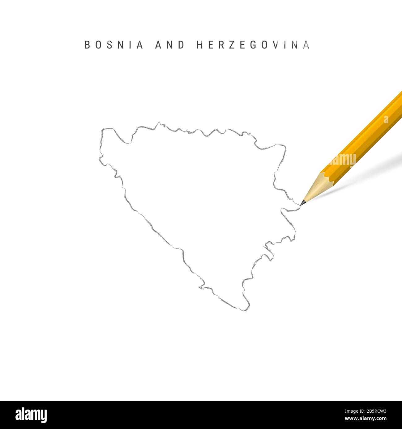 Bosnia and Herzegovina freehand pencil sketch outline map isolated on ...