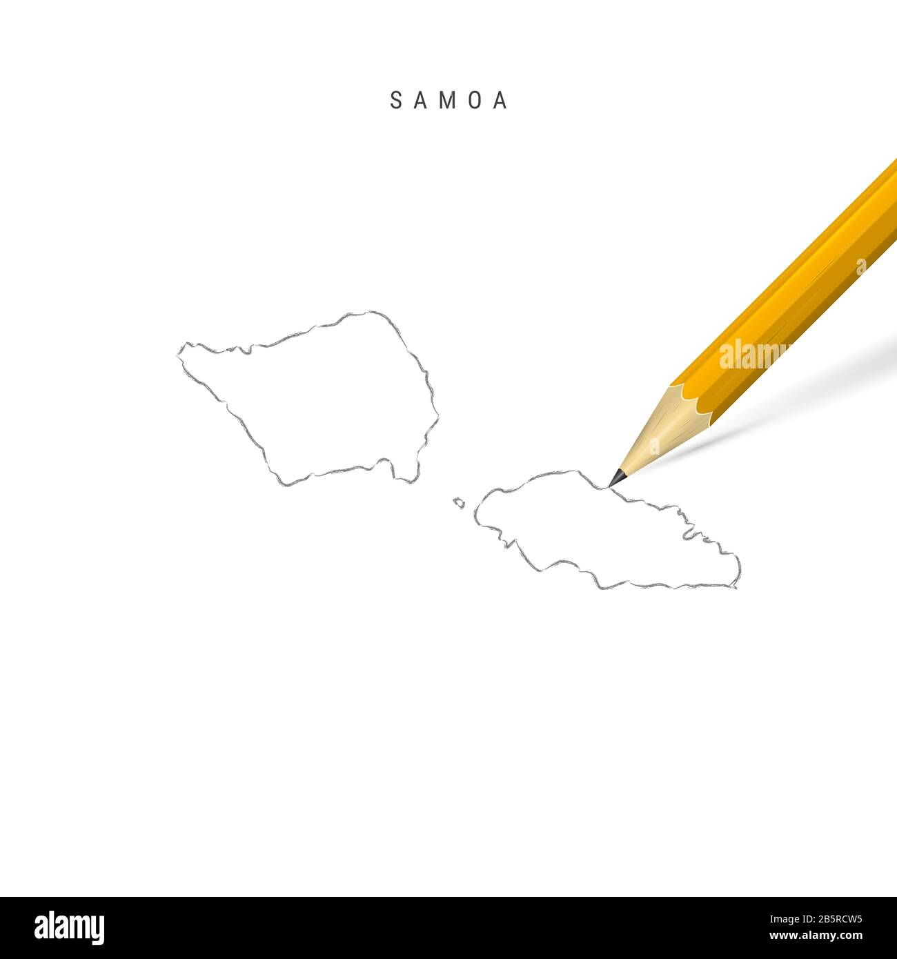 Samoa freehand pencil sketch outline map isolated on white background ...