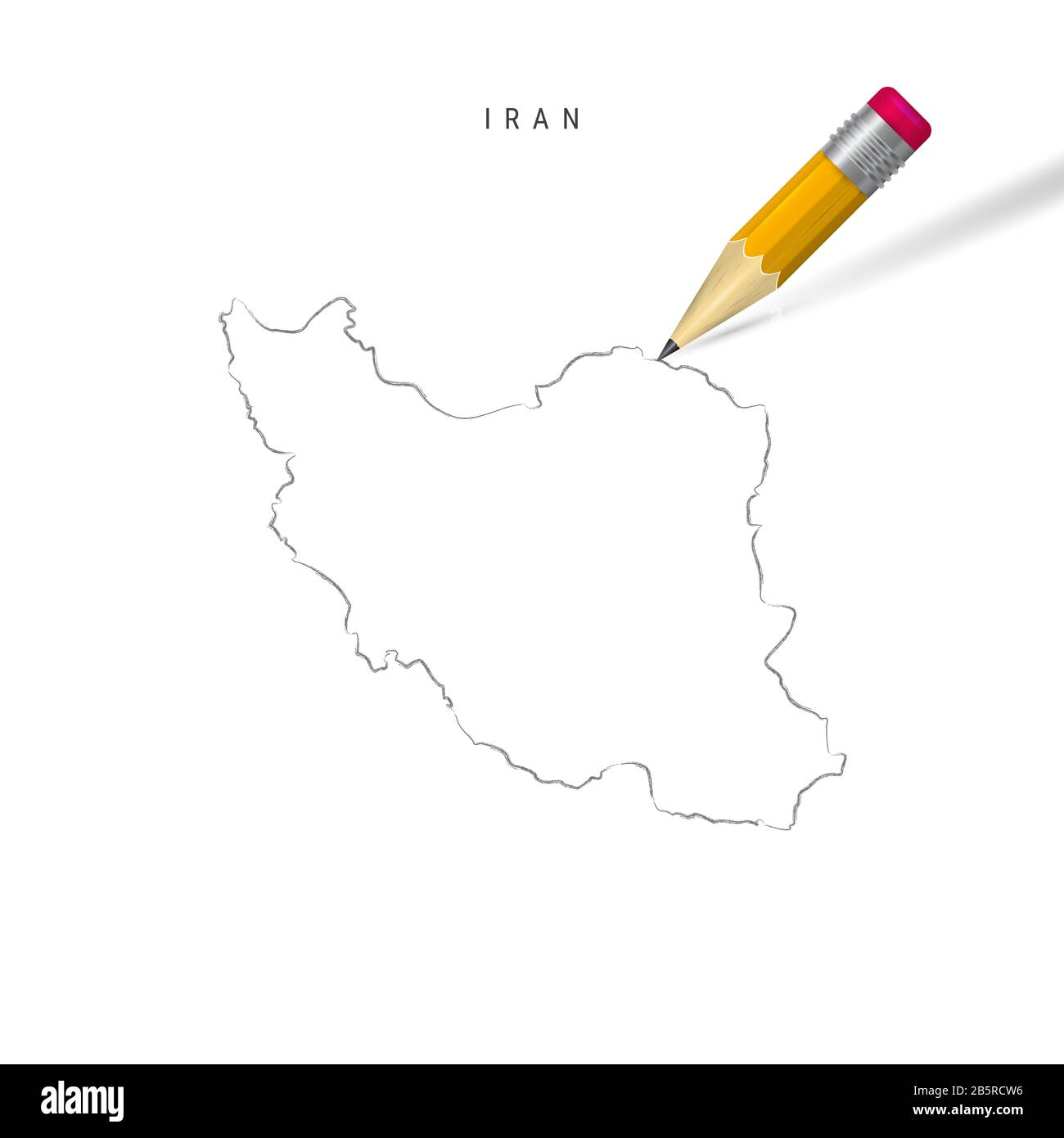 Iran freehand pencil sketch outline map isolated on white background ...
