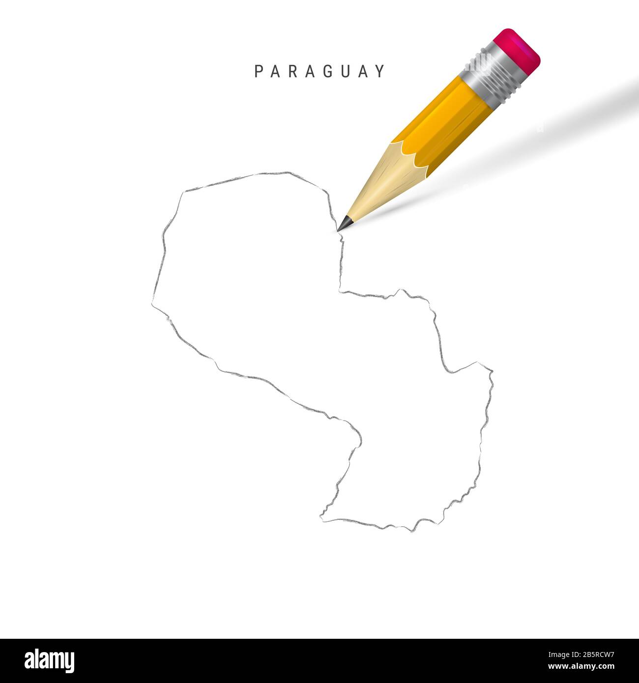 Paraguay freehand pencil sketch outline map isolated on white ...