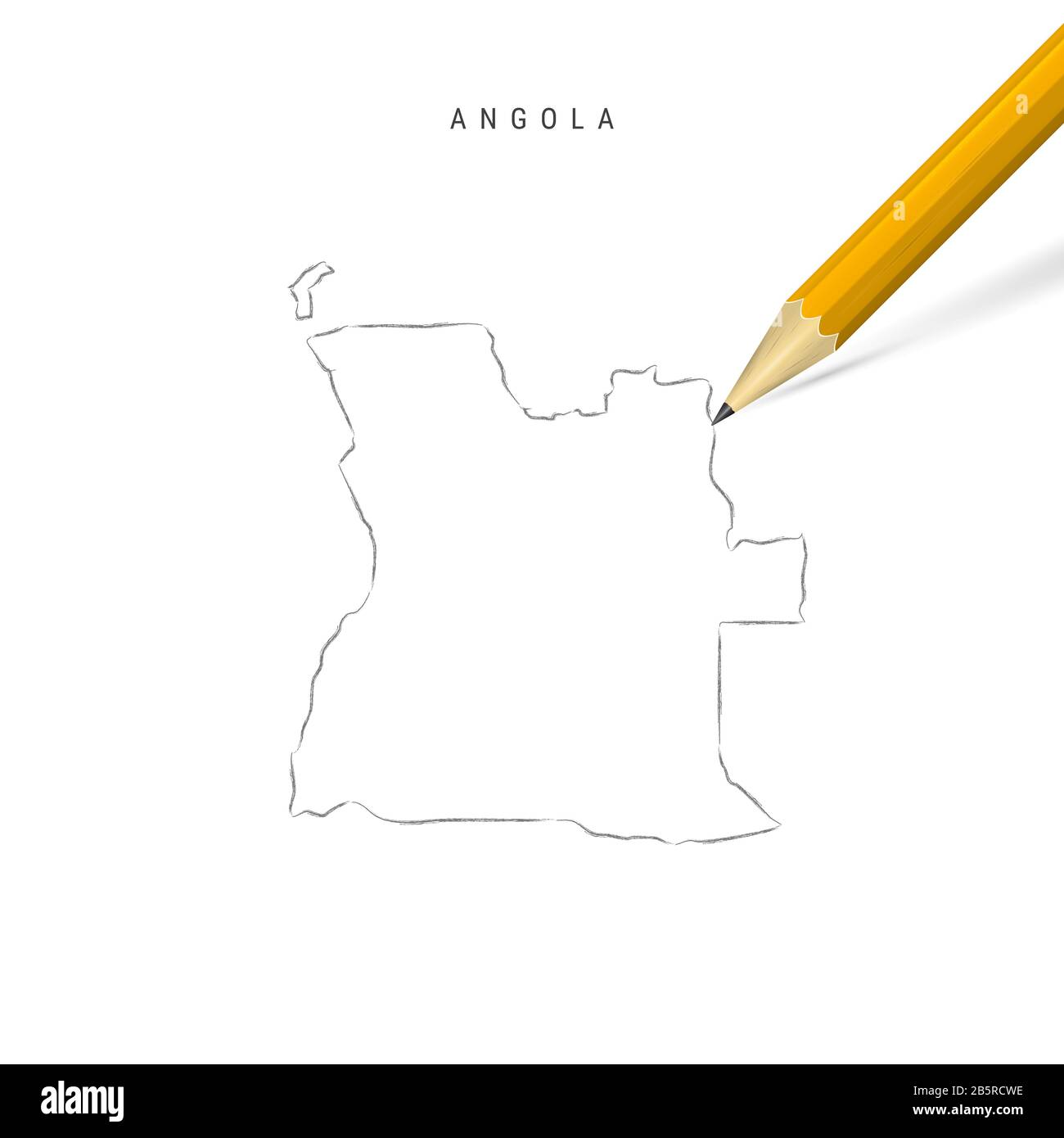 Angola freehand pencil sketch outline map isolated on white background ...