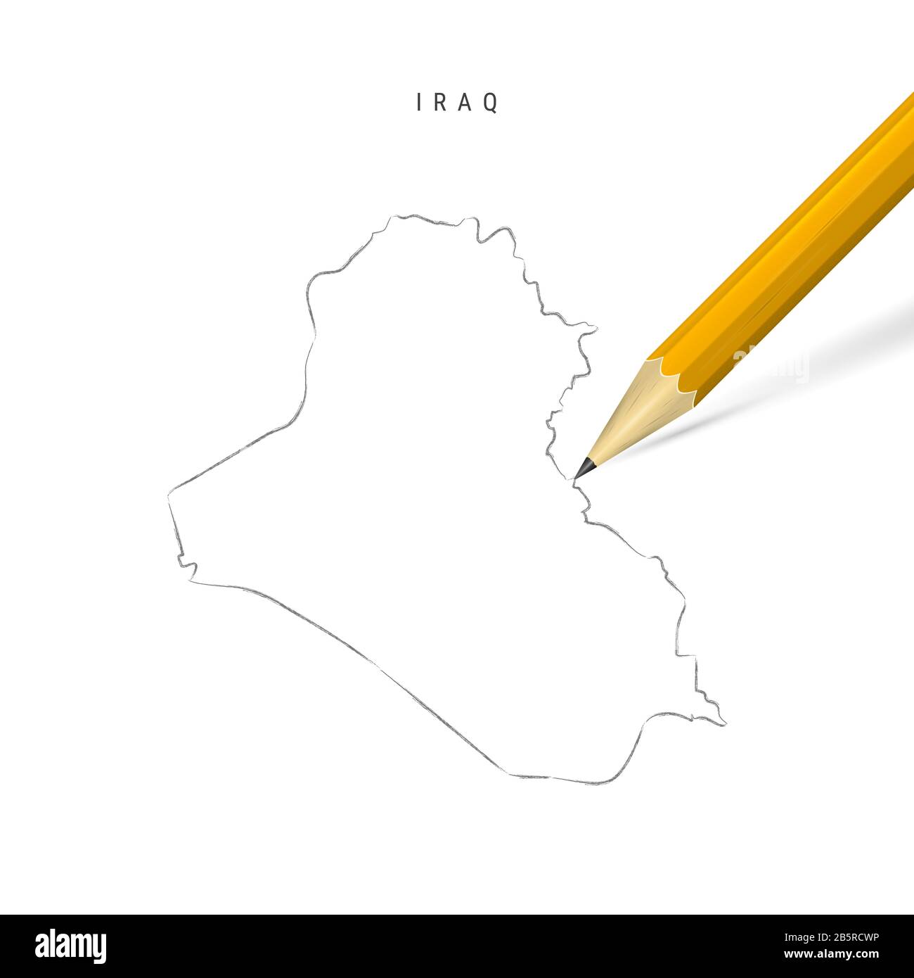 Iraq freehand pencil sketch outline map isolated on white background ...