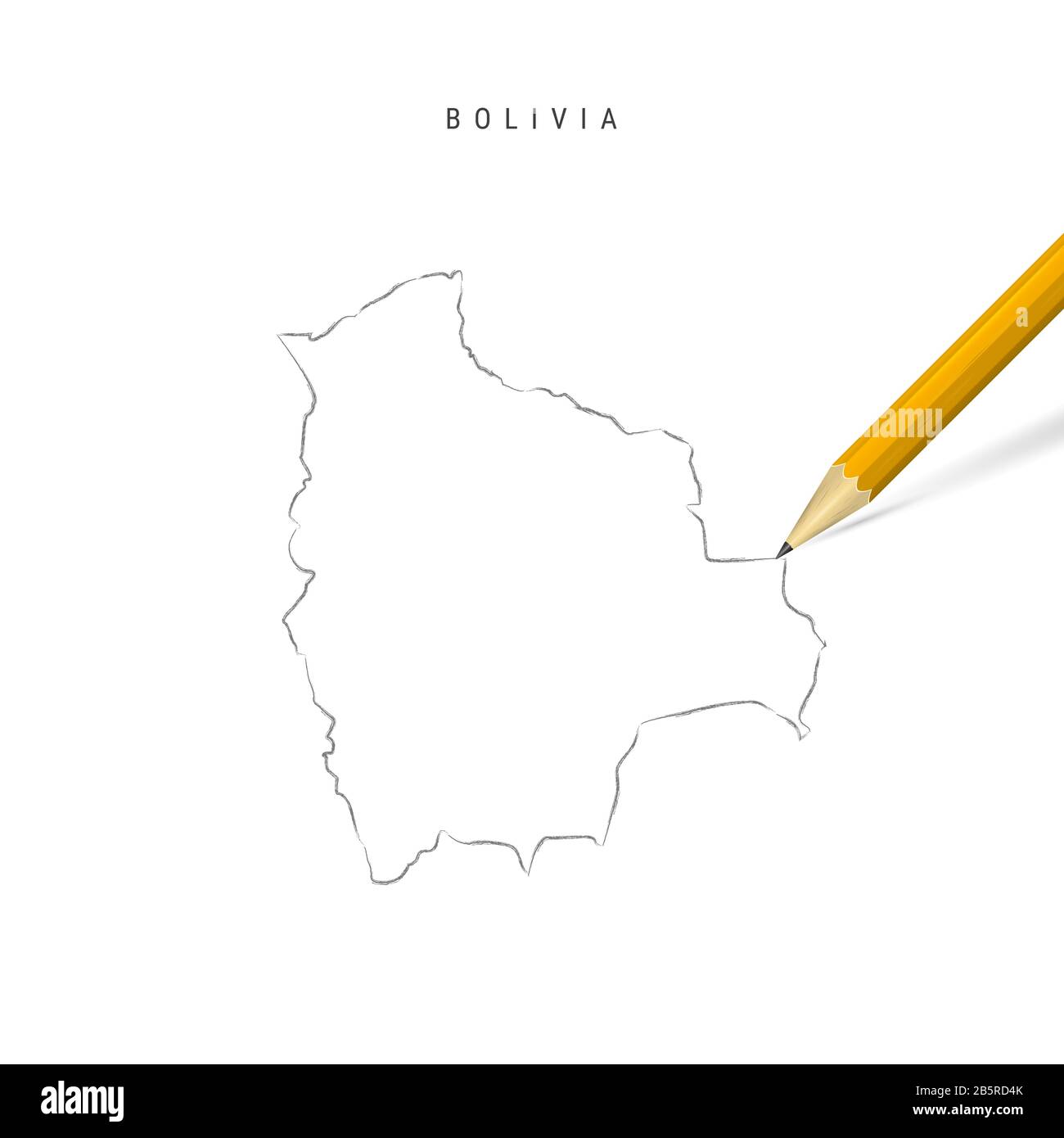 Bolivia freehand pencil sketch outline map isolated on white background ...