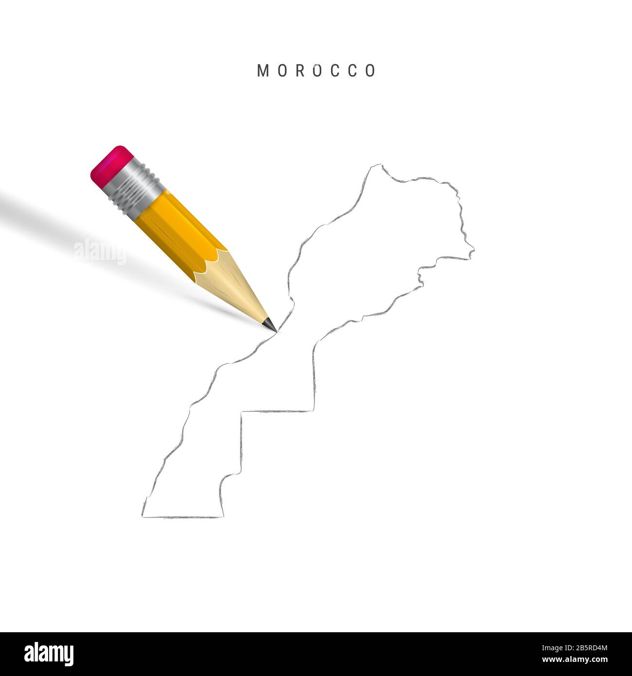 Morocco freehand pencil sketch outline map isolated on white background ...