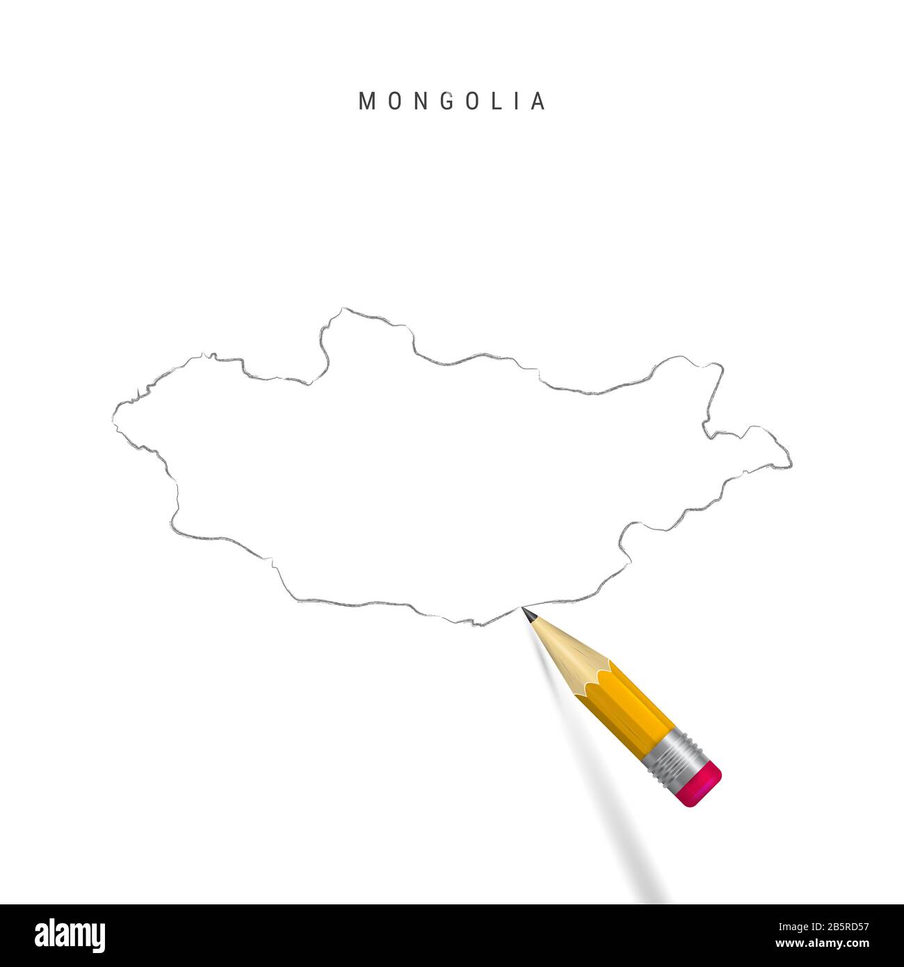 Mongolia freehand pencil sketch outline map isolated on white ...