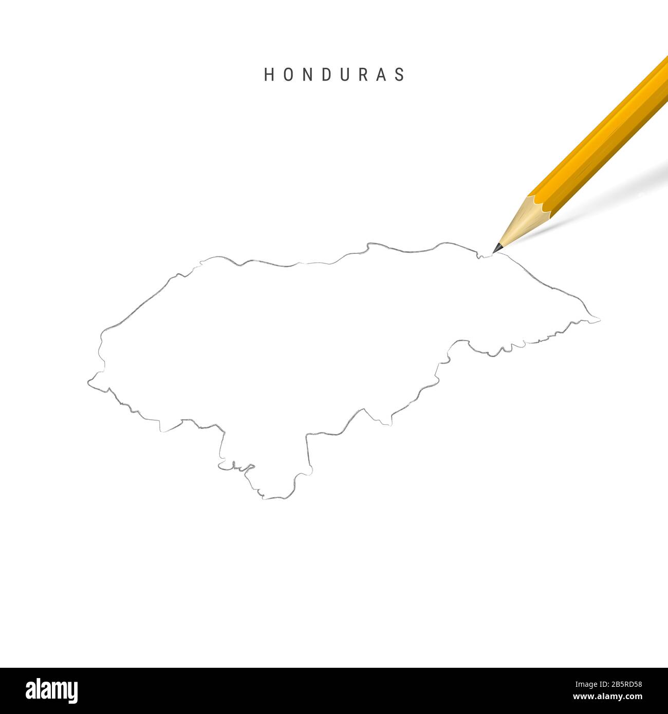 Honduras freehand pencil sketch outline map isolated on white ...