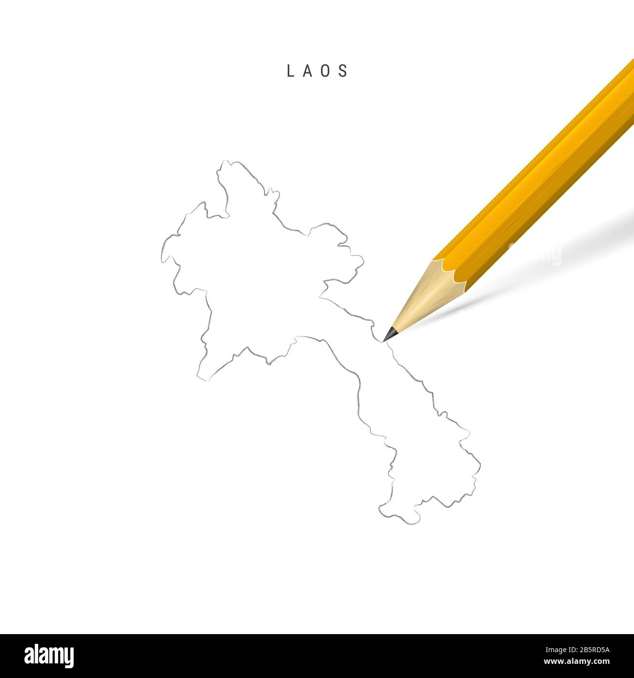 Laos freehand pencil sketch outline map isolated on white background ...