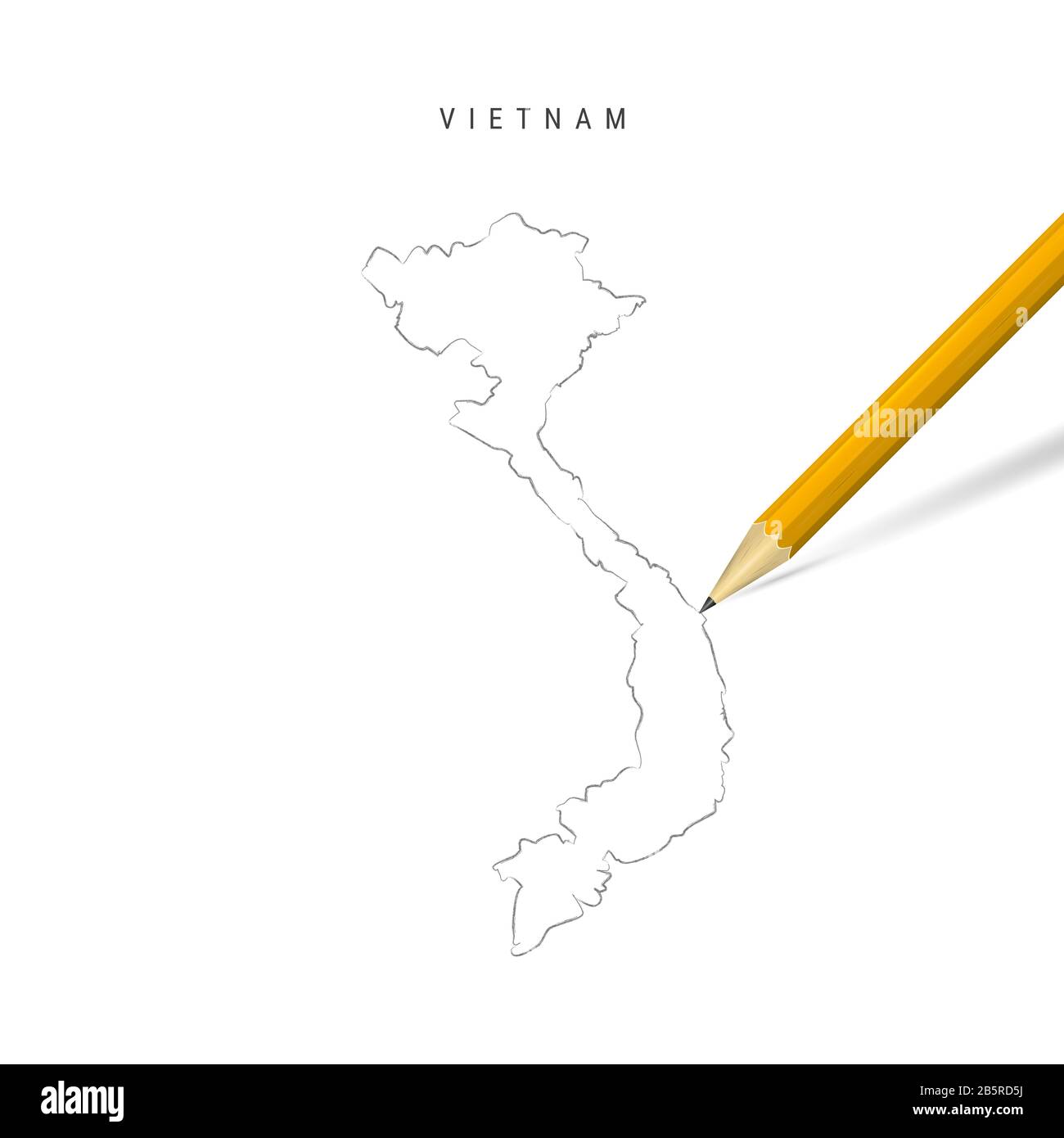 Vietnam freehand pencil sketch outline map isolated on white background ...