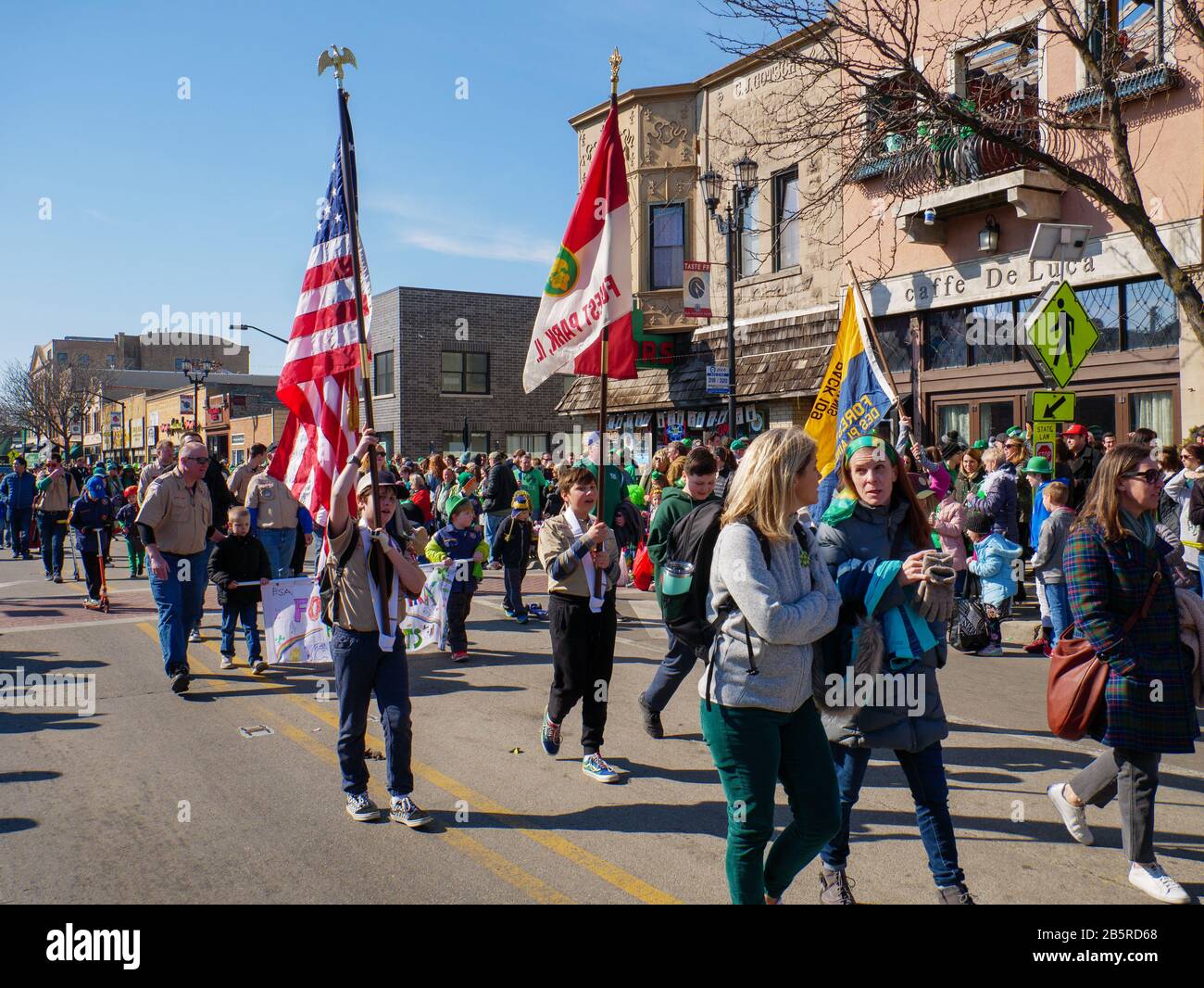 Forest Park, Illinois USA. 8th March, 2020. Boy Scout color guard ...