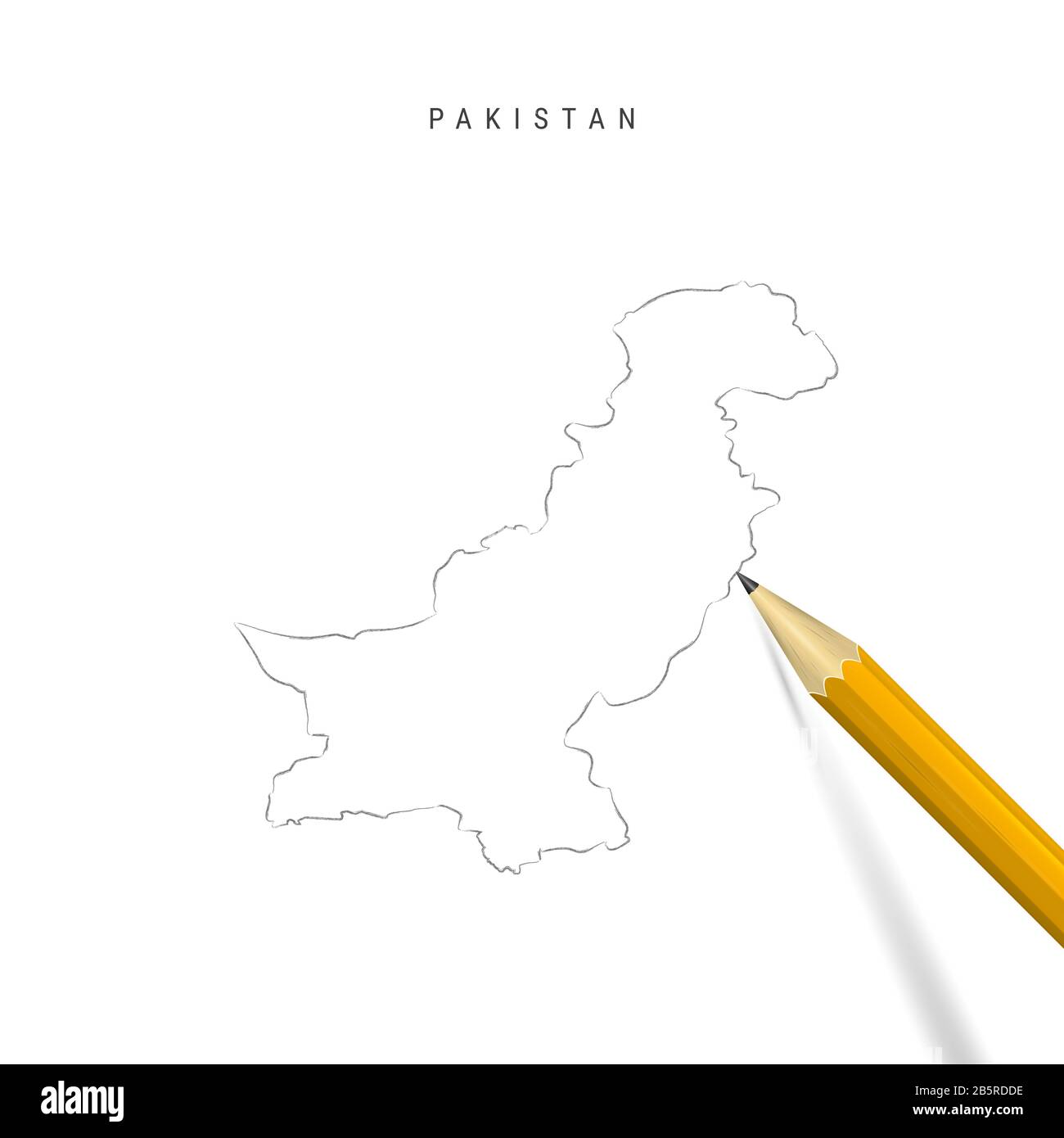 Pakistan freehand pencil sketch outline map isolated on white ...