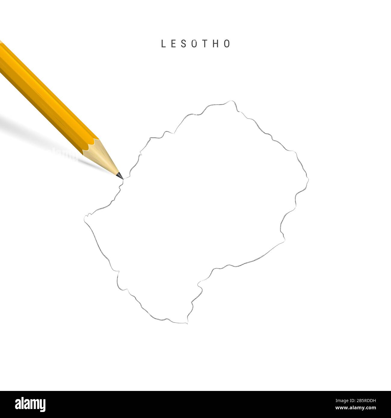 Lesotho freehand pencil sketch outline map isolated on white background ...