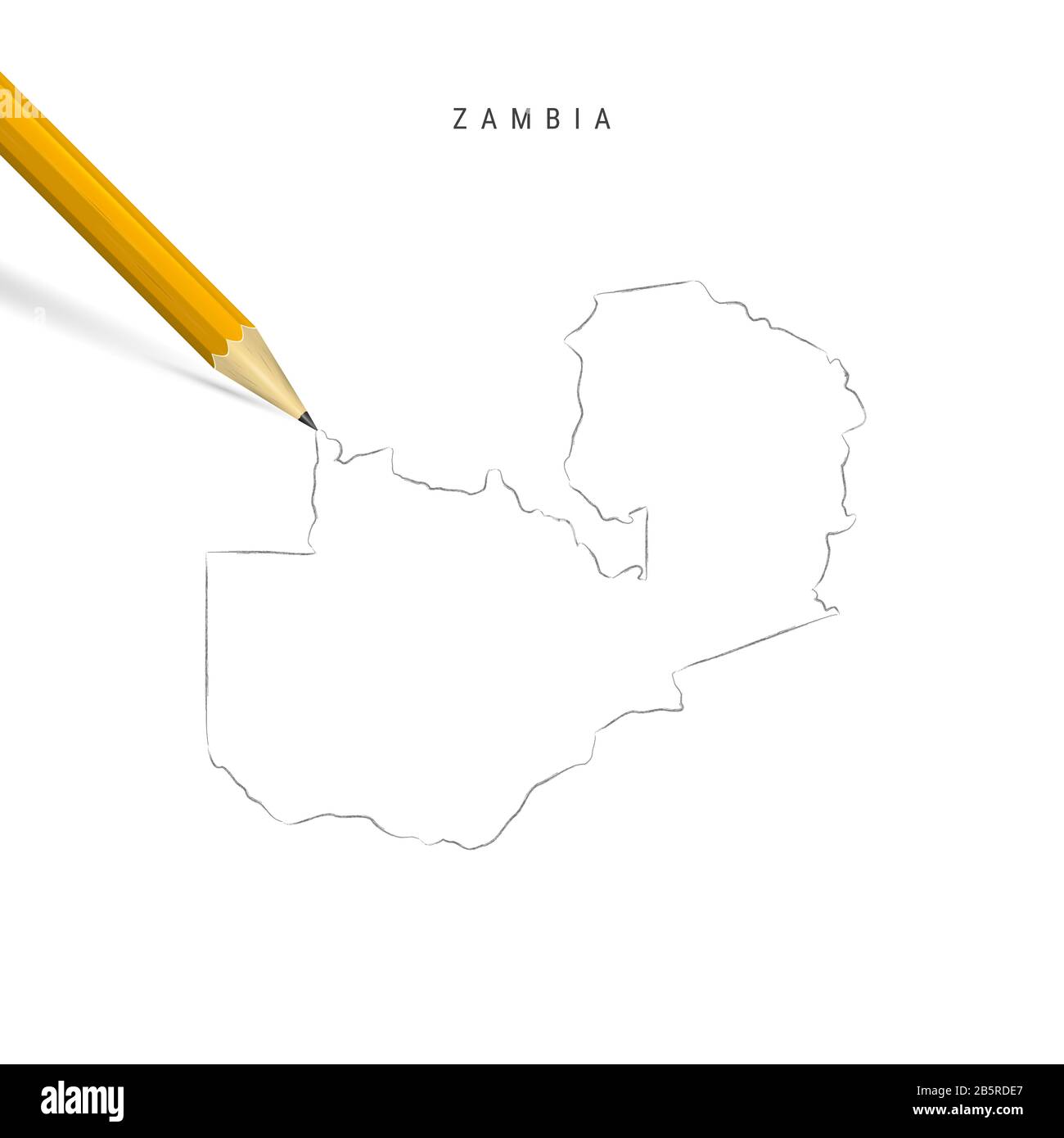 Zambia freehand pencil sketch outline map isolated on white background ...