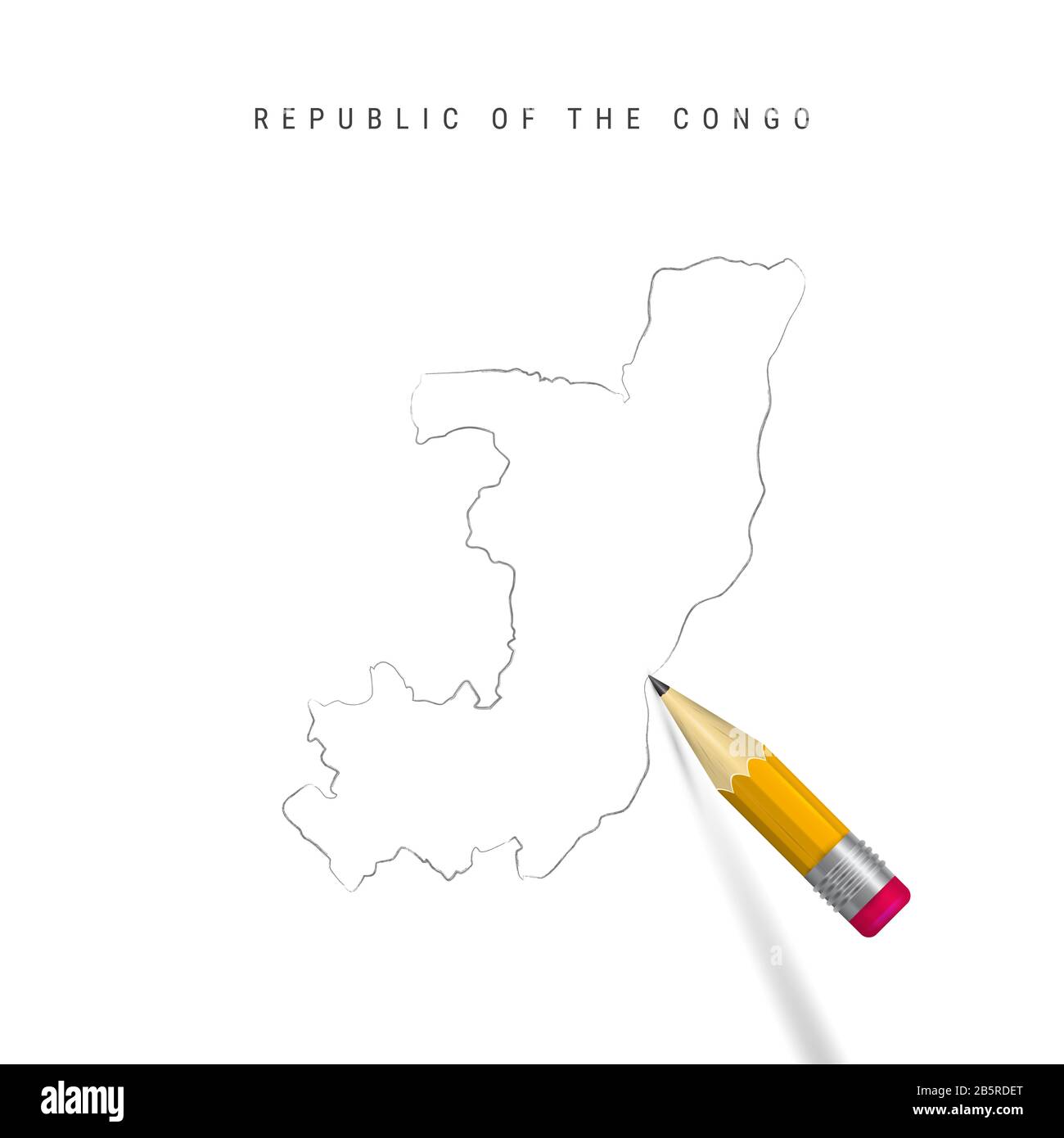 Republic of the Congo freehand pencil sketch outline map isolated on ...