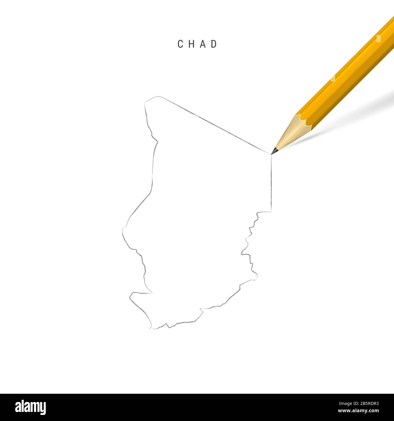Chad freehand pencil sketch outline map isolated on white background ...