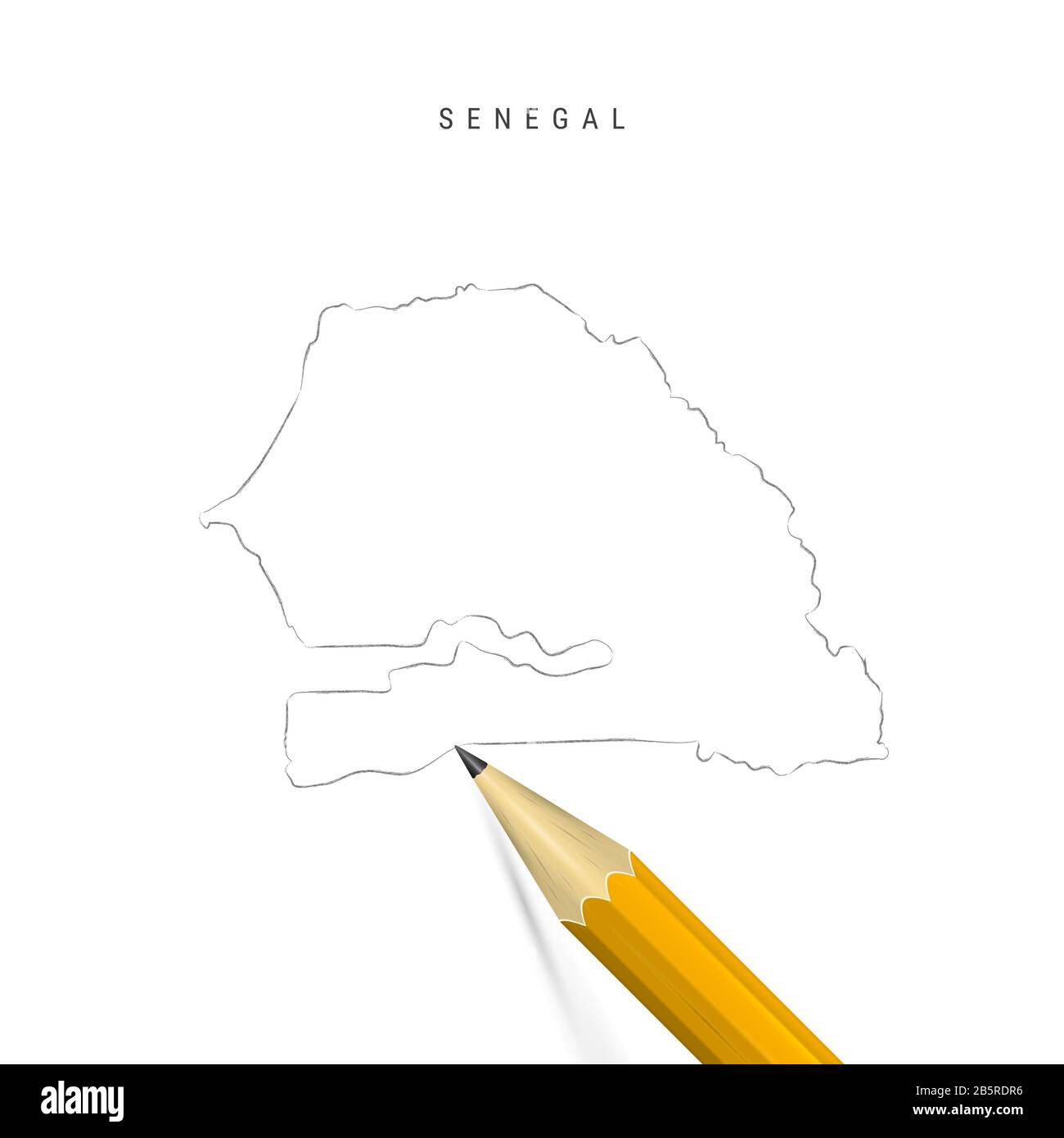 Senegal freehand pencil sketch outline map isolated on white background ...
