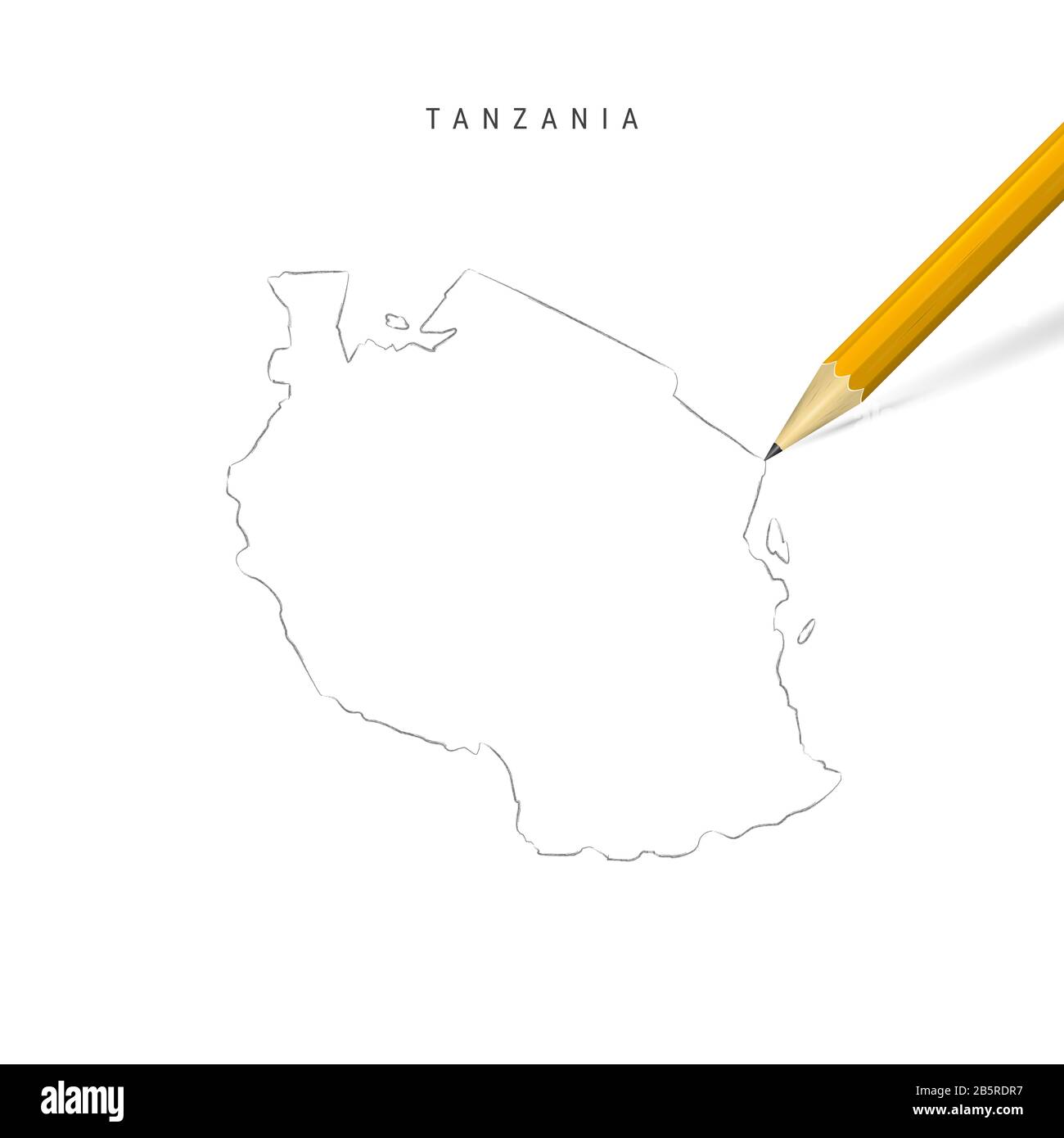 Tanzania freehand pencil sketch outline map isolated on white ...
