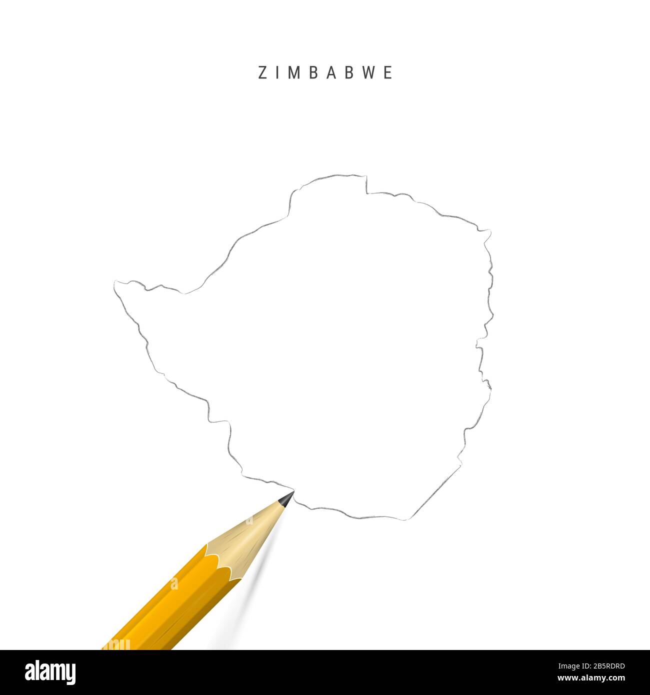 Zimbabwe freehand pencil sketch outline map isolated on white ...