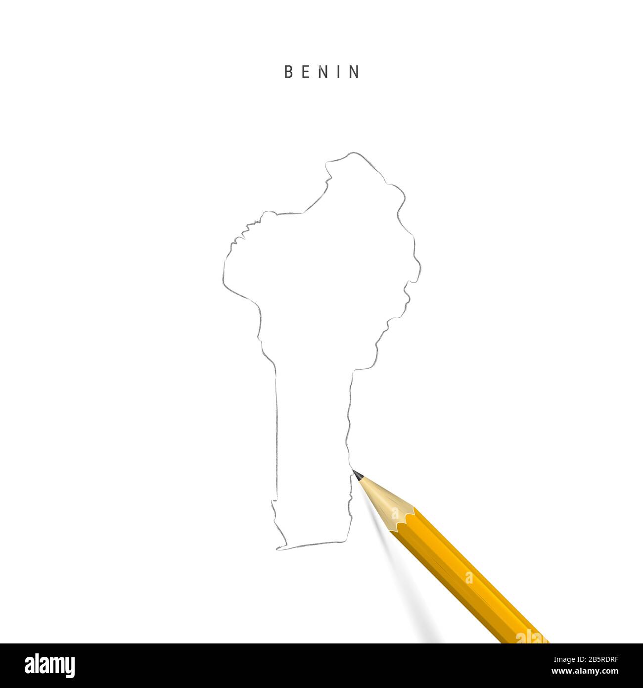 Benin freehand pencil sketch outline map isolated on white background ...