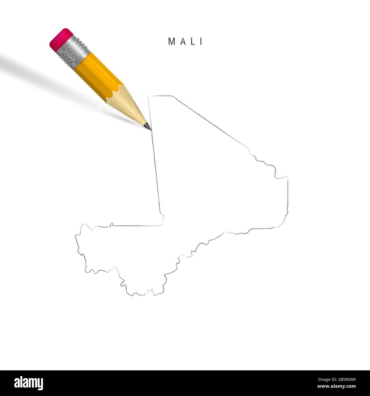 Mali freehand pencil sketch outline map isolated on white background ...