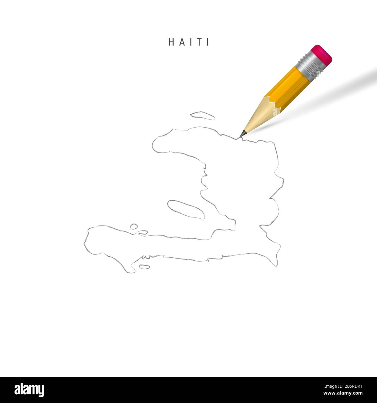 Haiti freehand pencil sketch outline map isolated on white background ...
