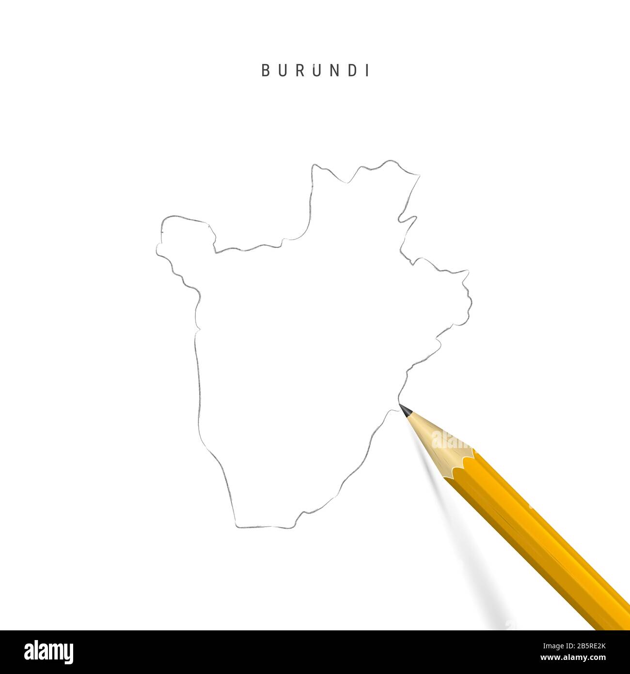 Burundi freehand pencil sketch outline map isolated on white background ...