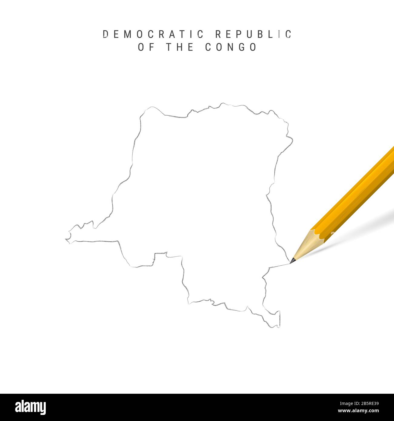 Democratic Republic of the Congo freehand pencil sketch outline map ...