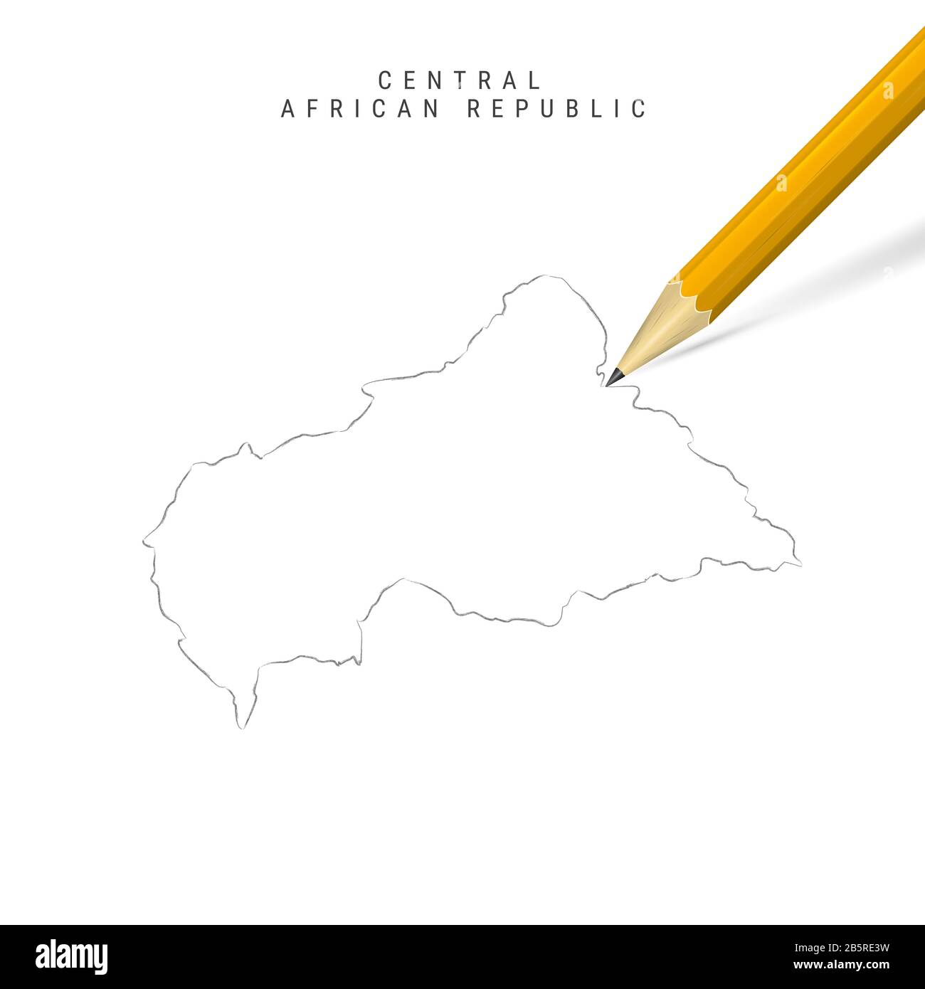 Central African Republic freehand pencil sketch outline map isolated on ...