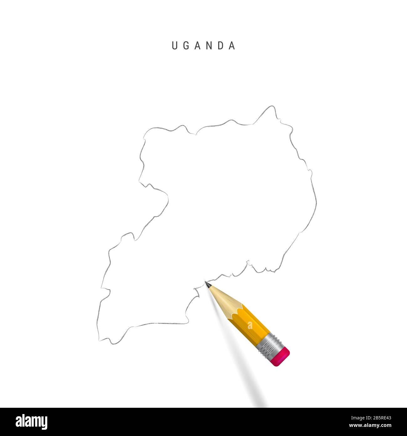 Uganda map drawn on cartography hi-res stock photography and images - Alamy