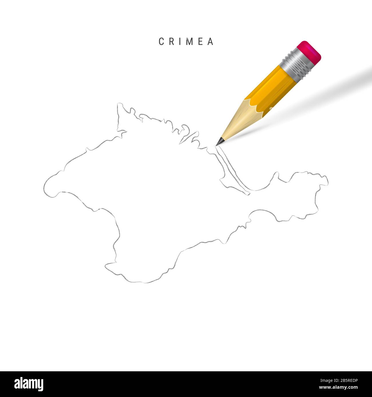 Crimea freehand pencil sketch outline map isolated on white background ...