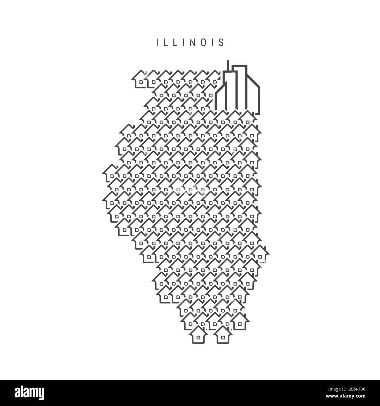 Illinois real estate property map. Icons of houses in the shape of a ...