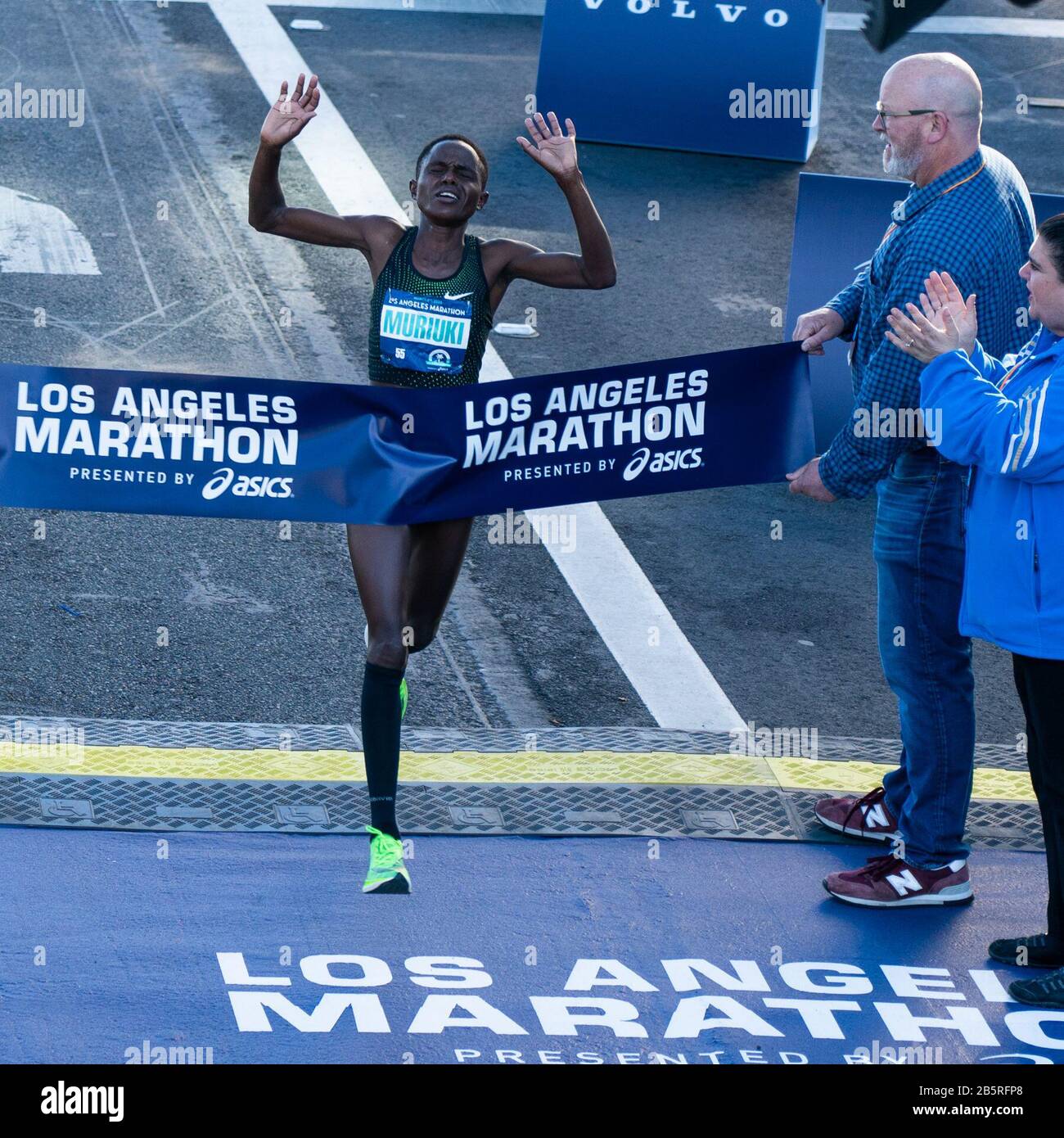 Los Angeles, USA. 8th Mar, 2020. Kenya's Margaret Muriuki crosses the ...