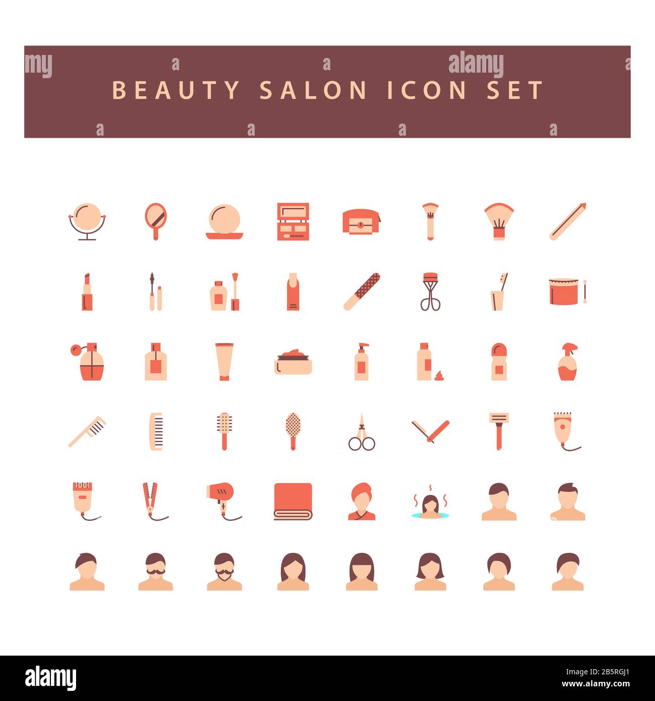 Beauty salon icon set with colorful modern Flat style design Stock ...