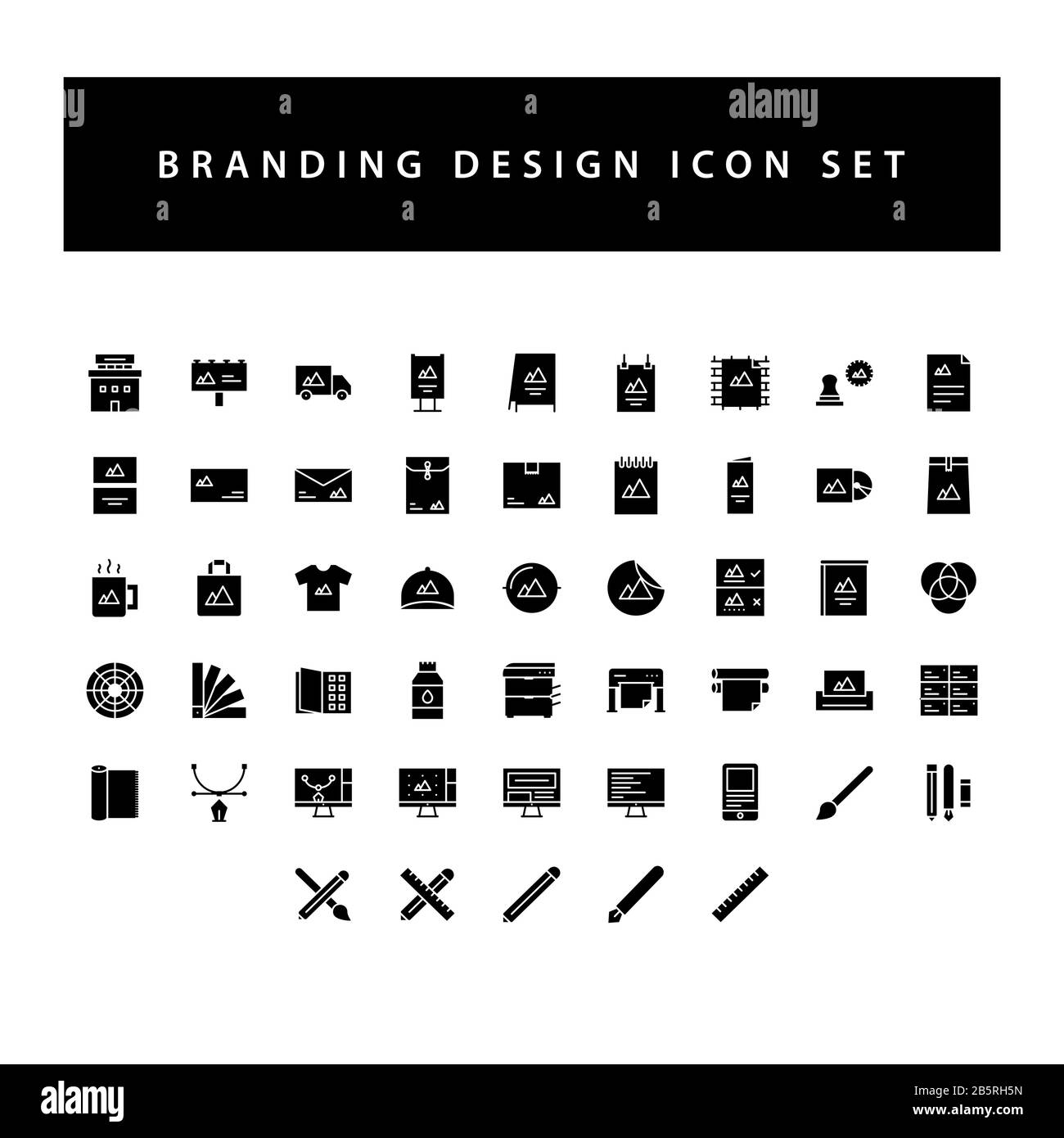 Branding and Design icon set with black color glyph style design Stock ...