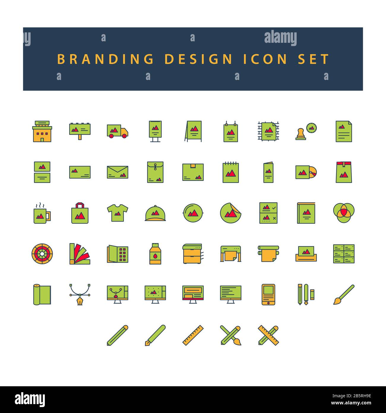 Branding and Design icon set with filled outline style design Stock ...
