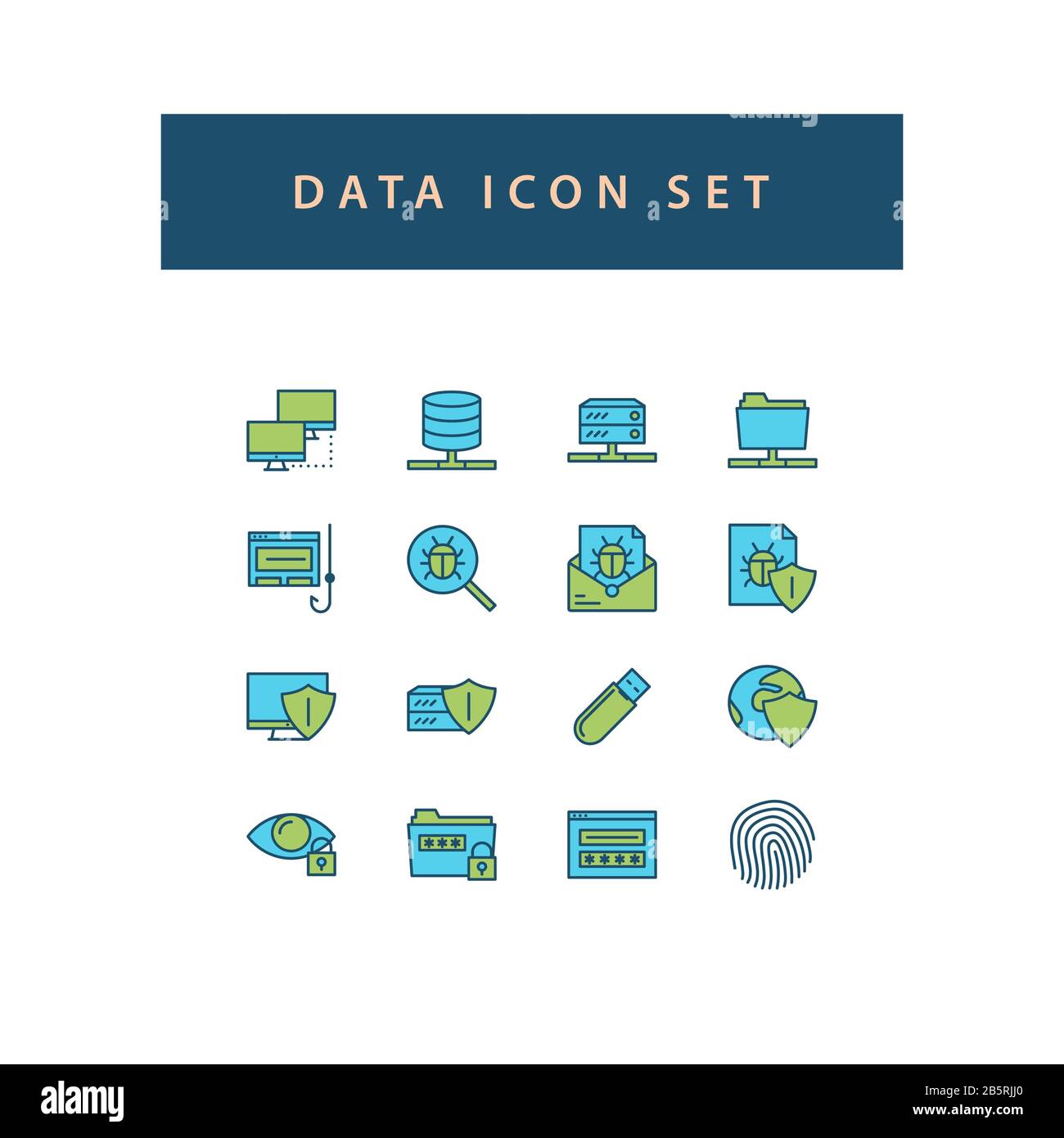 Data sharing icon set with filled outline style design Stock Vector ...