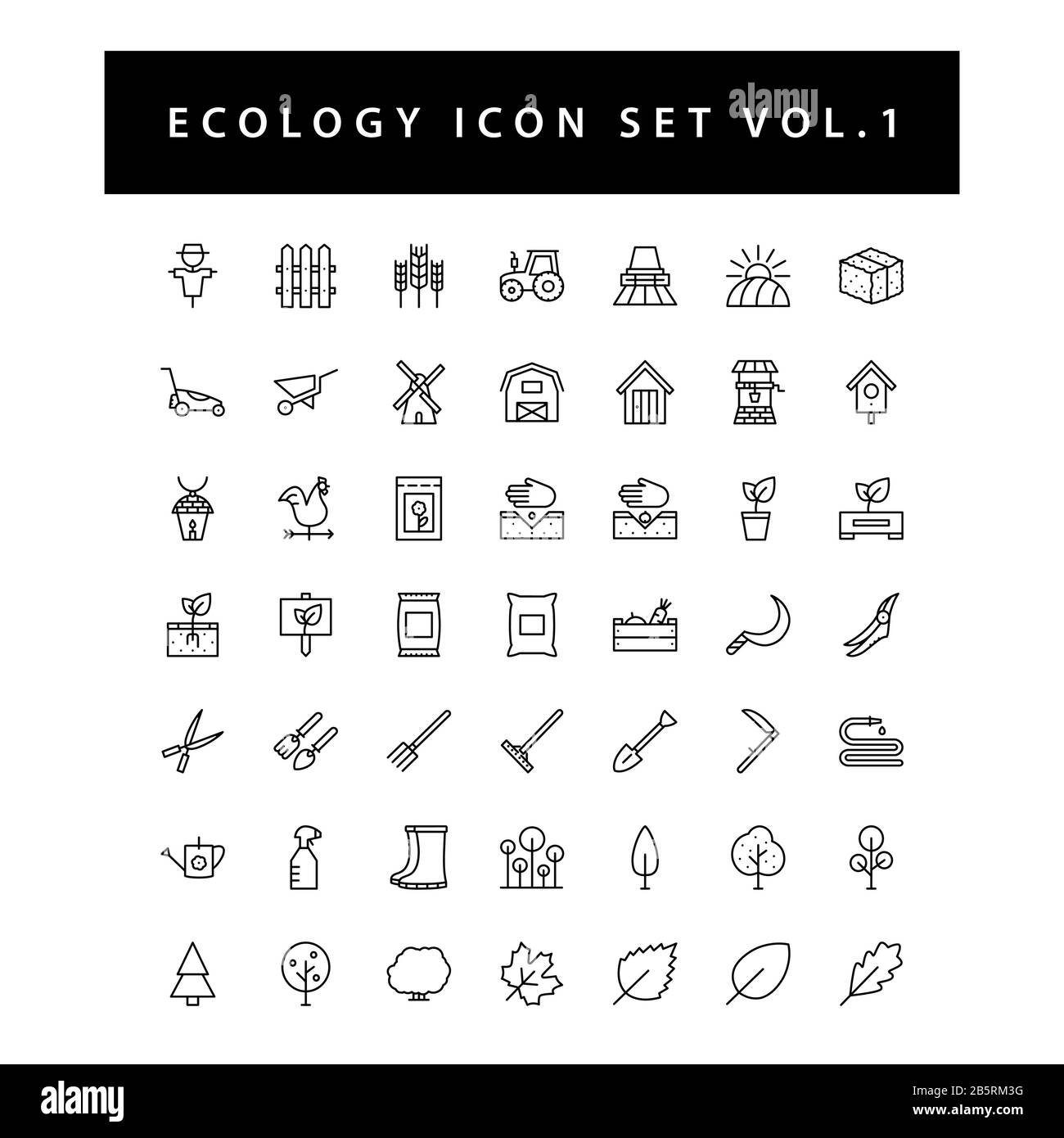 Ecology icon set with black color outline style design Vol.1 Stock ...