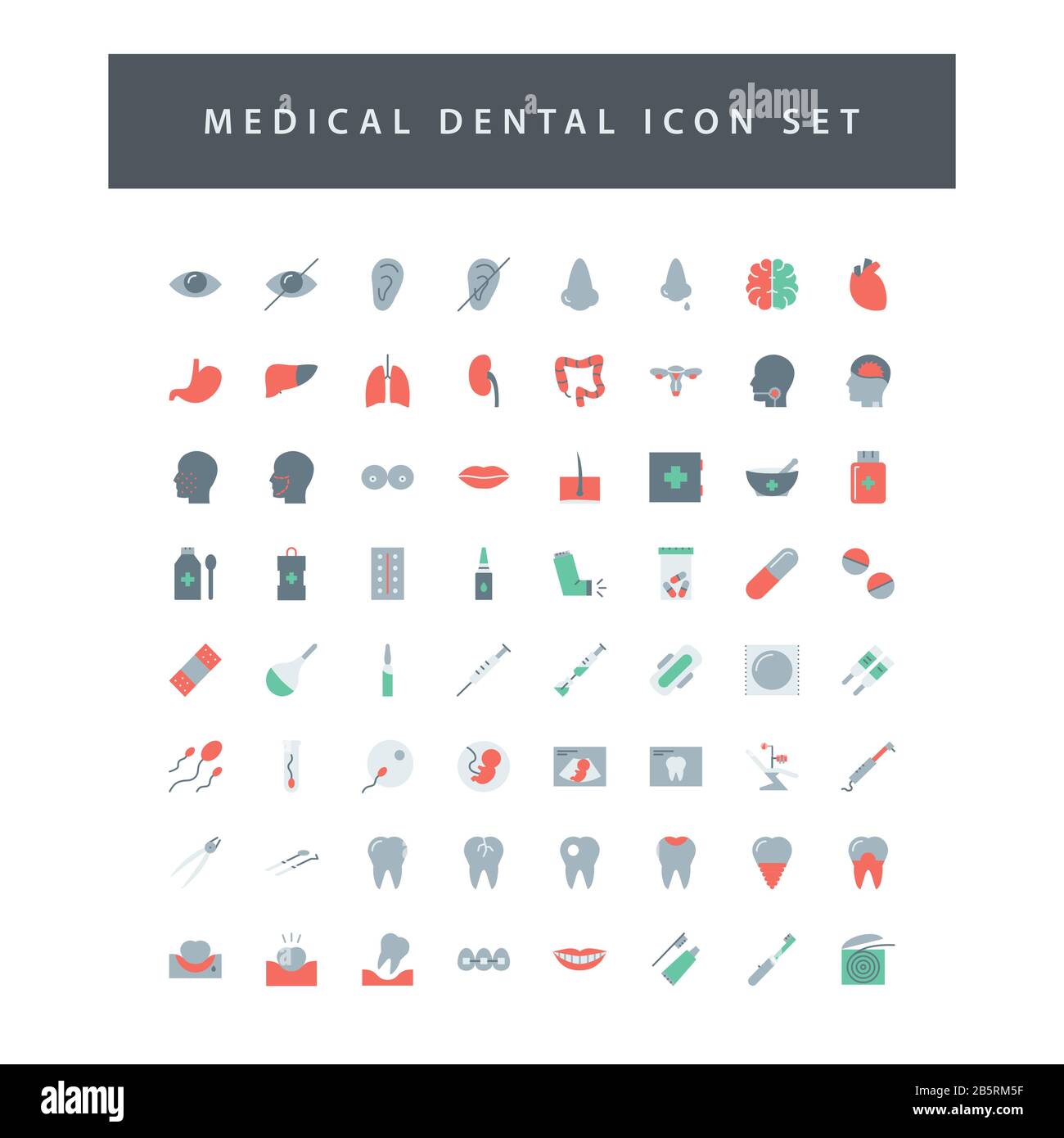 Medical icon set with colorful modern Flat style design Stock Vector ...