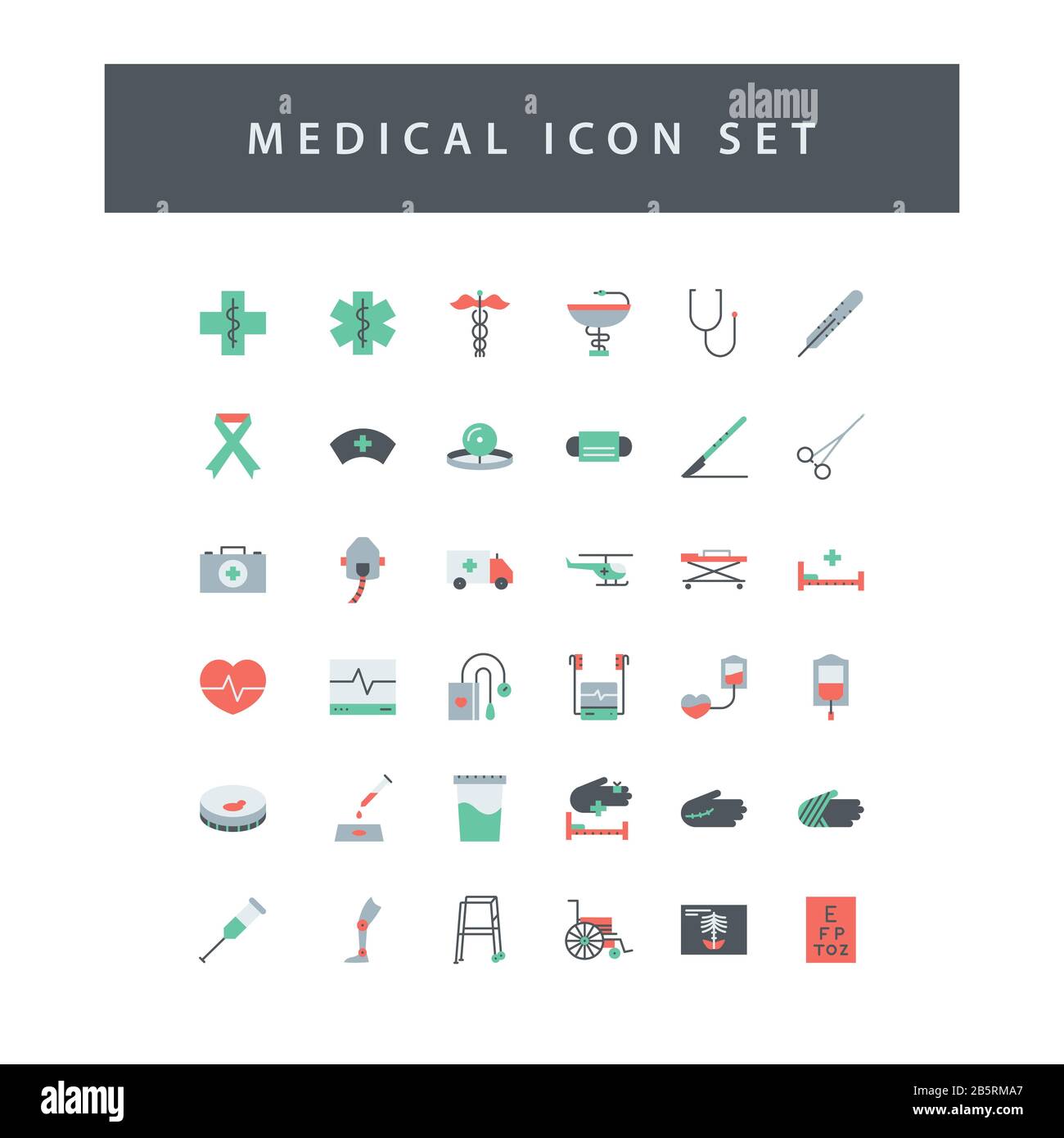 Medical Dental icon set with colorful modern Flat style design Stock ...